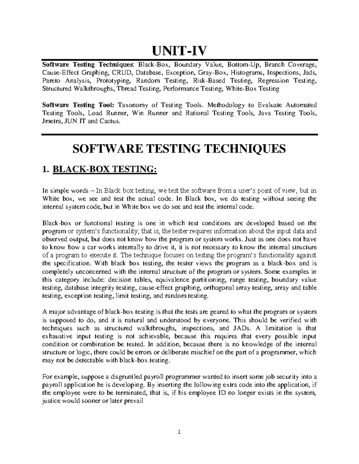 SQT UNIT IV - Software testing types - Warning: TT: undefined function ...