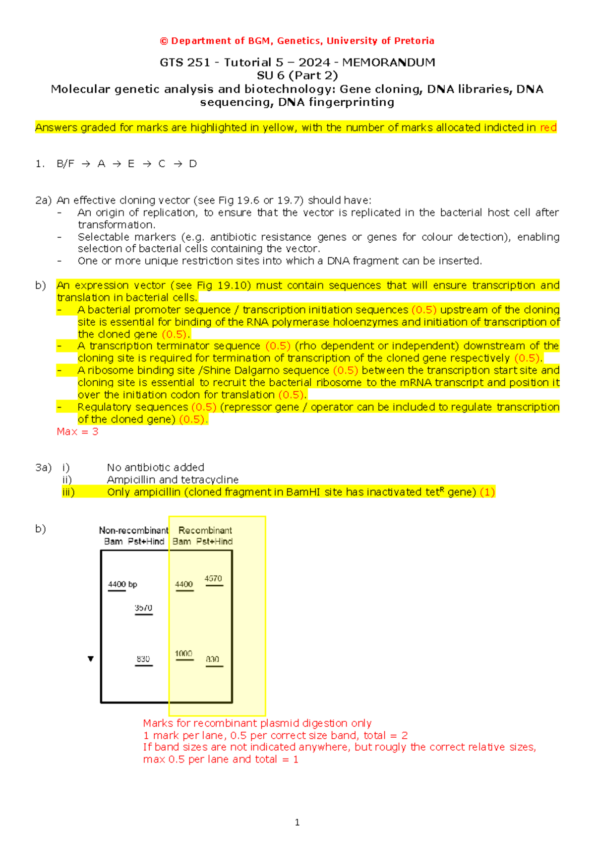 TUT 5 MEMO - TUT 5 MEMO - © Department of BGM, Genetics, University of ...