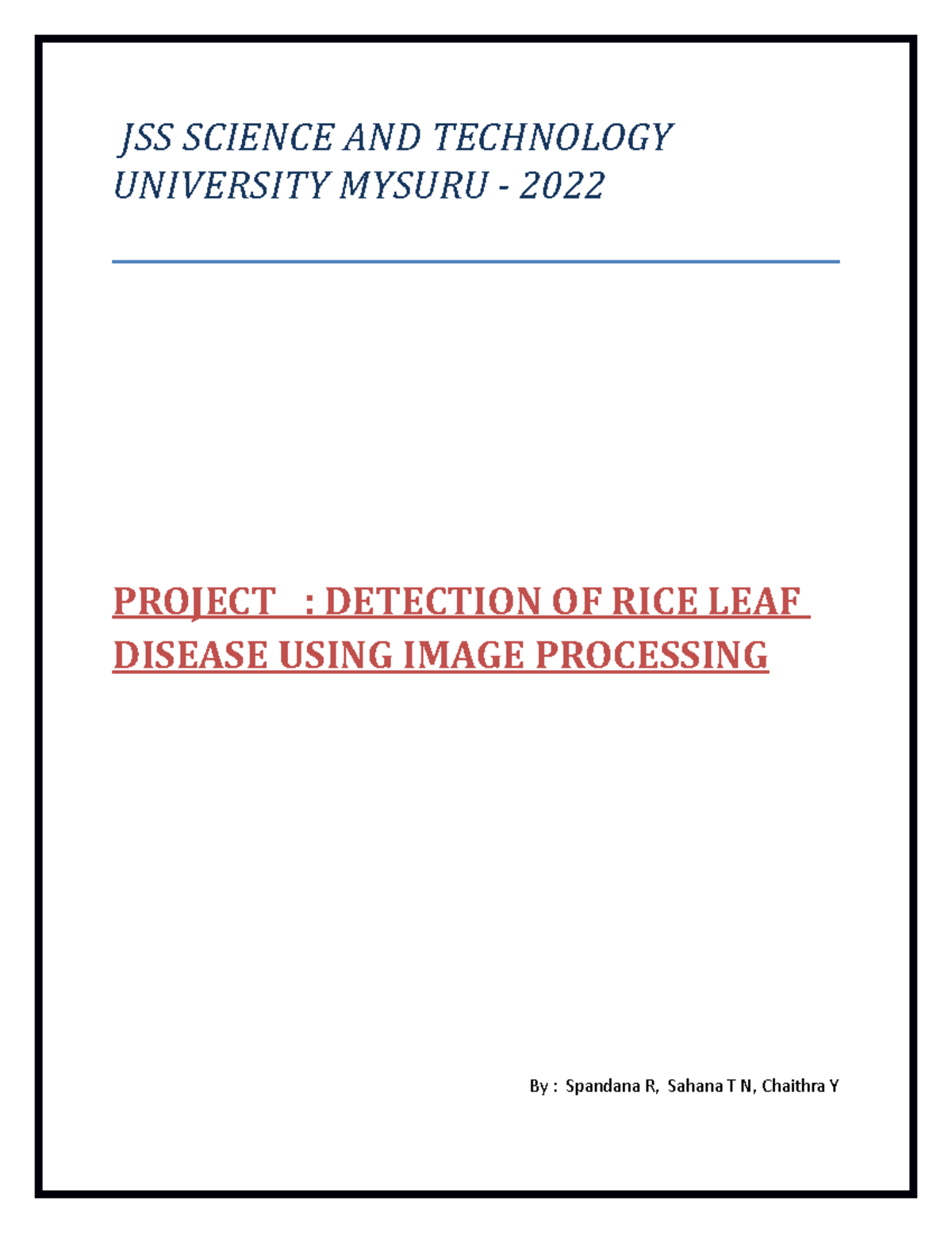 Image project Report - Good - JSS SCIENCE AND TECHNOLOGY UNIVERSITY ...