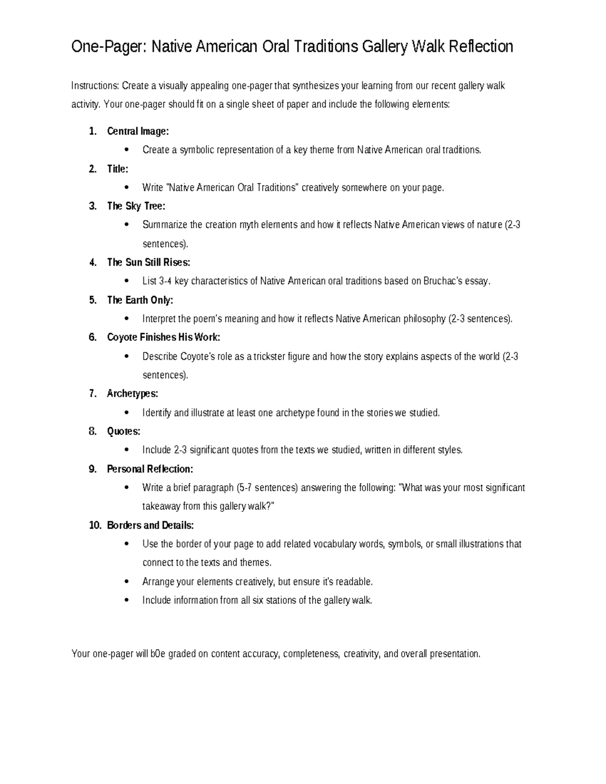 One Pager Project - One-Pager: Native American Oral Traditions Gallery ...