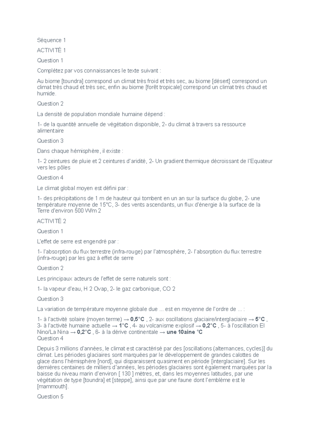 Séquence 1 - aaaze - Séquence 1 ACTIVITÉ 1 Question 1 Complétez par vos ...
