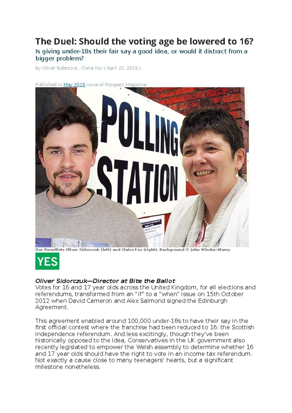 3. Votes at 16 - The Duel: Should the voting age be lowered to 16? Is ...