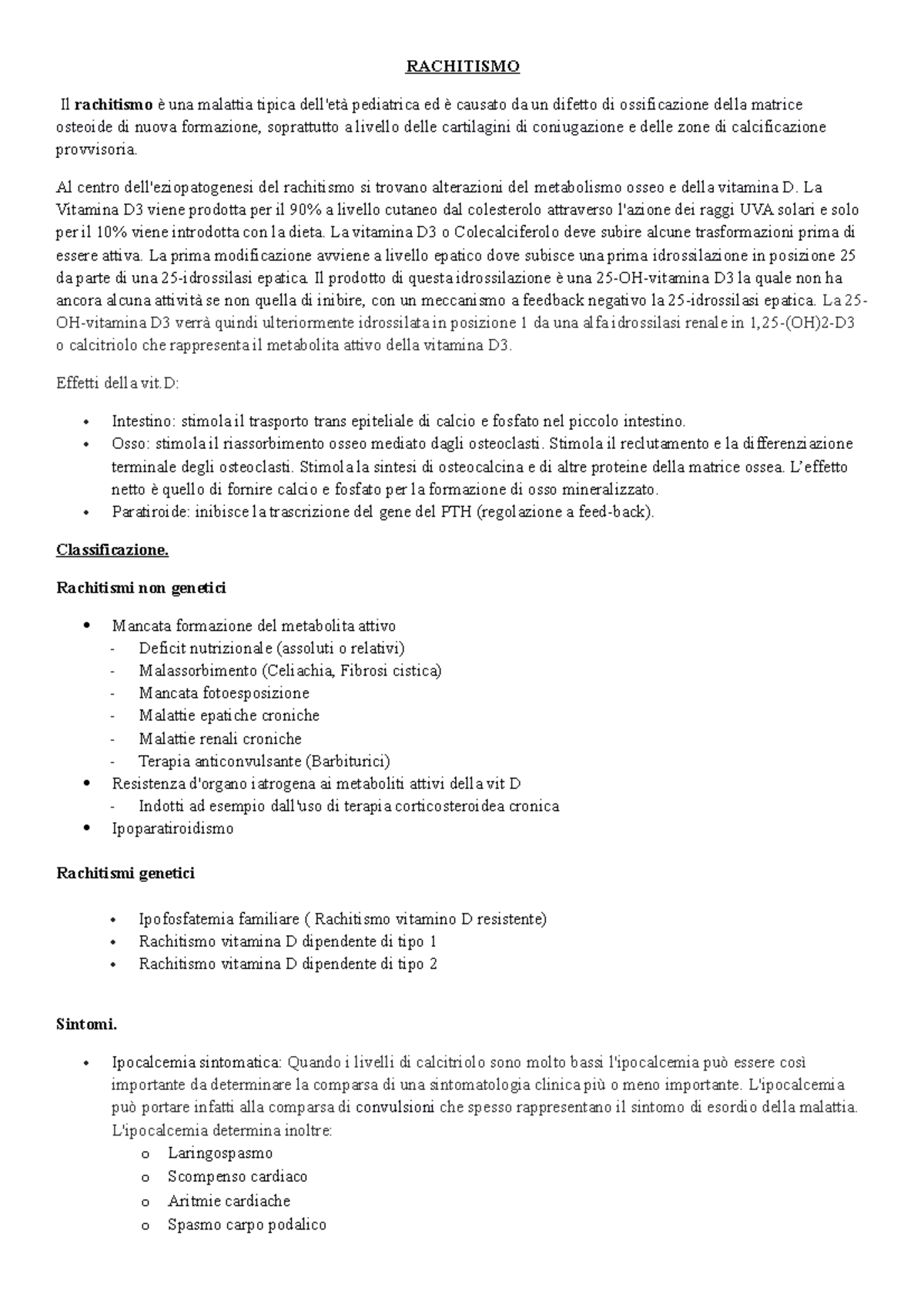 Rachitismo - Dispensa - RACHITISMO Il rachitismo è una malattia tipica ...