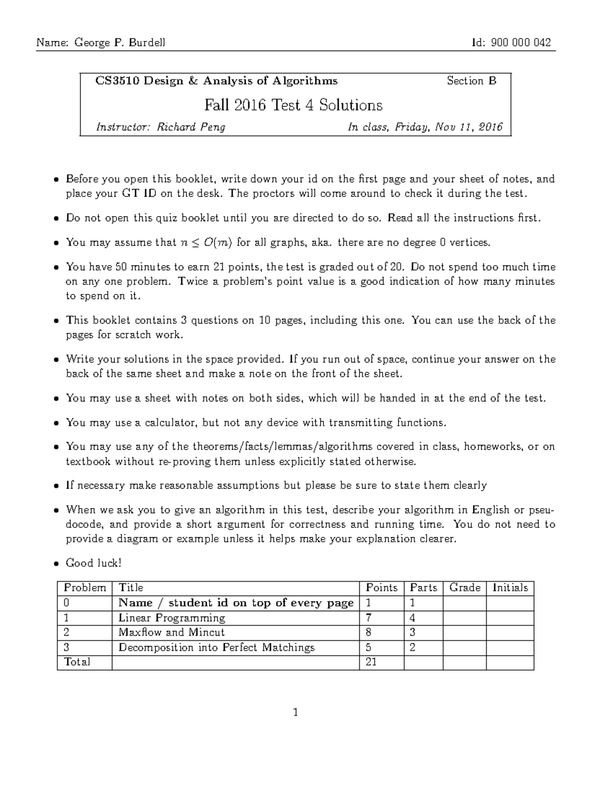 Test 3 FA16 Soln - Practice Tests - CS3510 Design & Analysis of ...