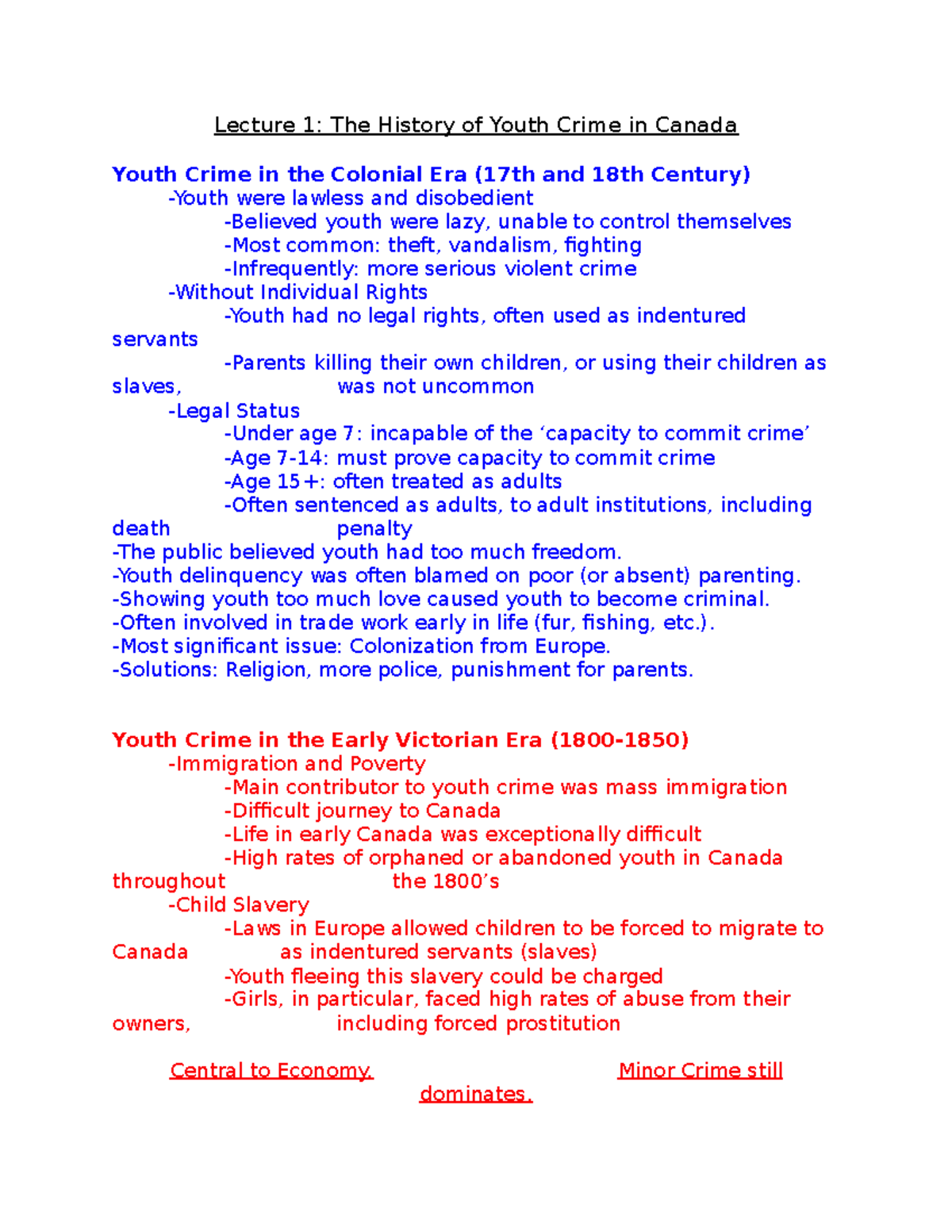 Lecture 1 - Lecture 1: The History of Youth Crime in Canada Youth Crime ...