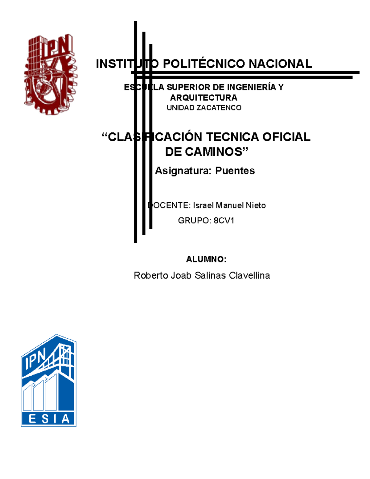 Clasificacion De Caminos Instituto PolitÉcnico Nacional Escuela