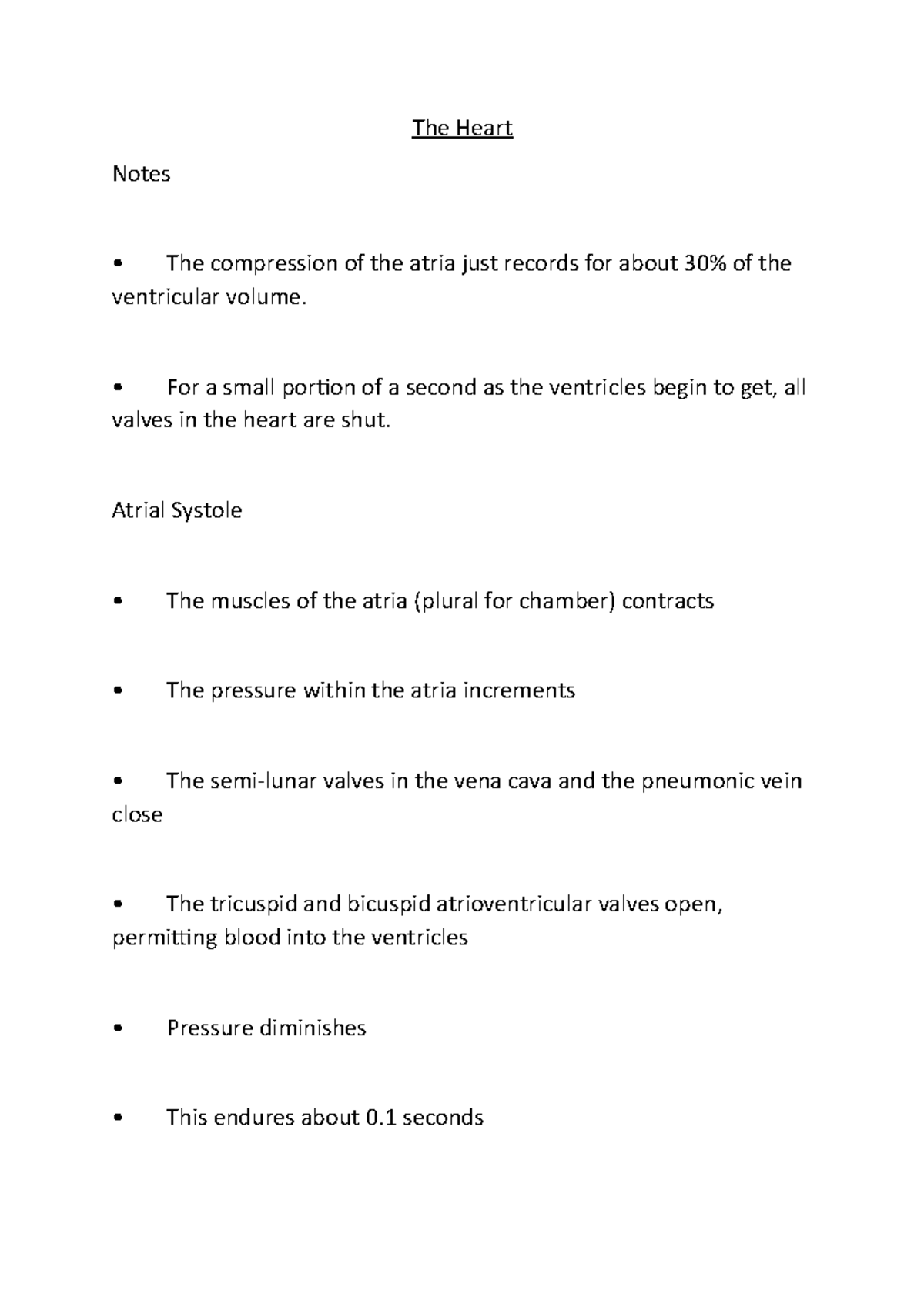 The Heart - Notes on Biology A Level OCR A - The Heart Notes ...