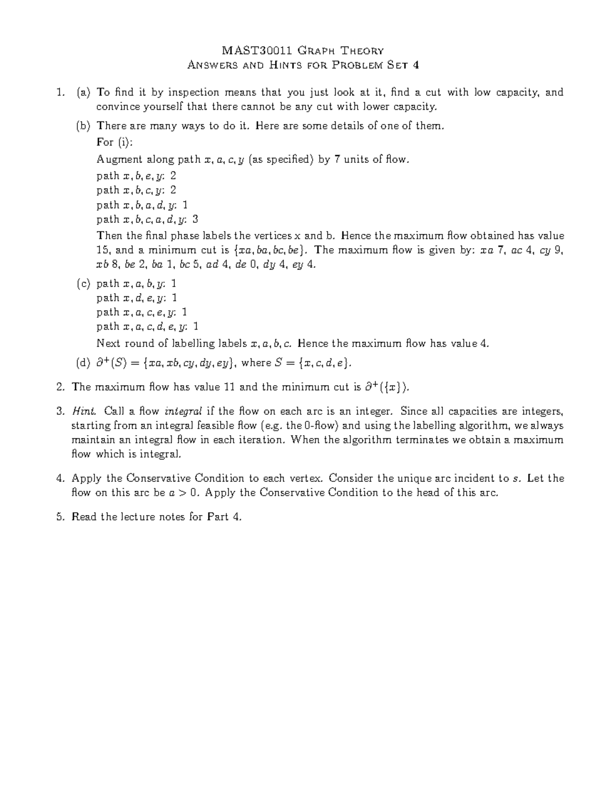 Answer Set 2021 Section 4 (Problem Booklet) - MAST30011 Graph Theory ...