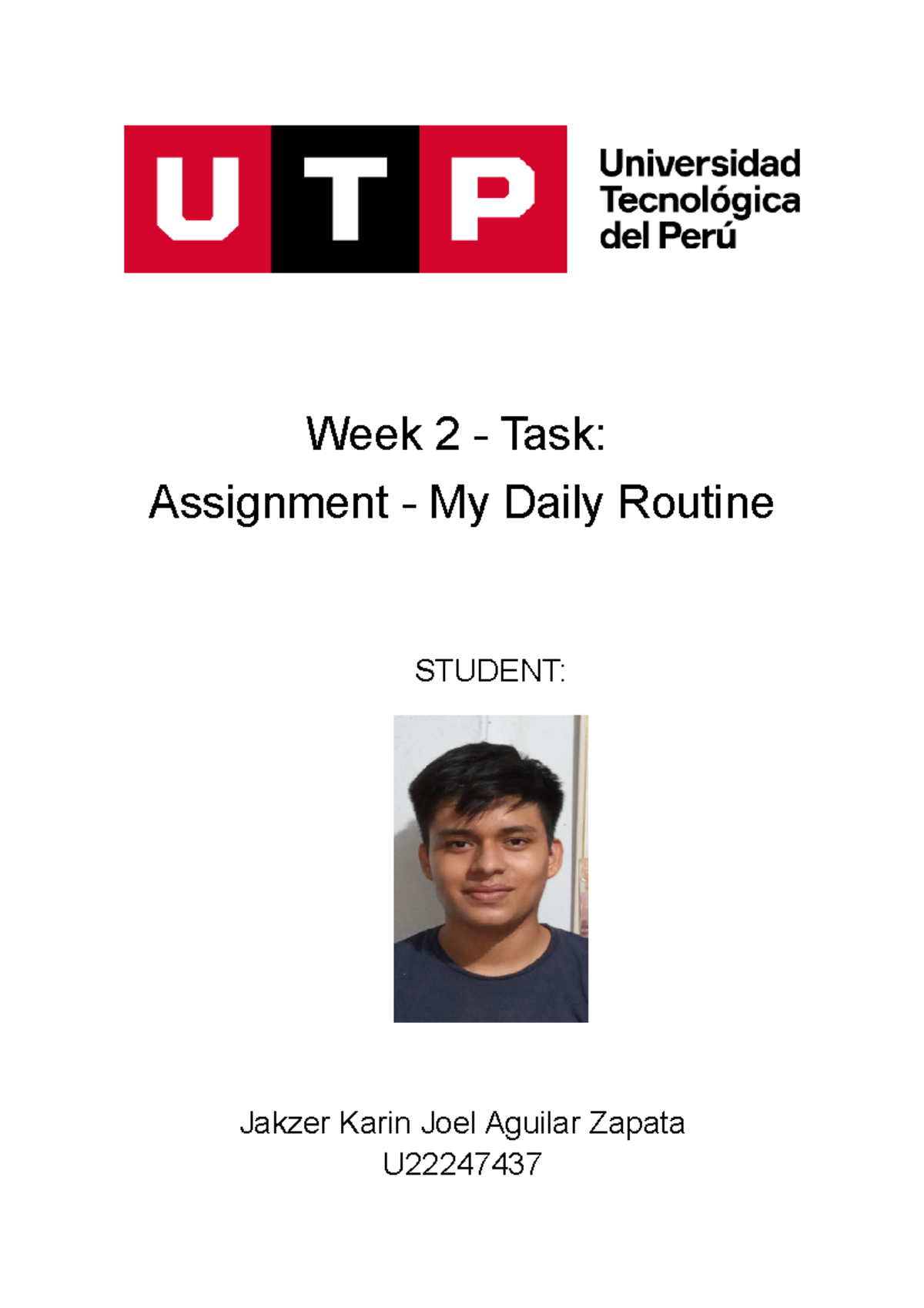 Assignment My Daily Routine Week 2 Task Assignment My Daily