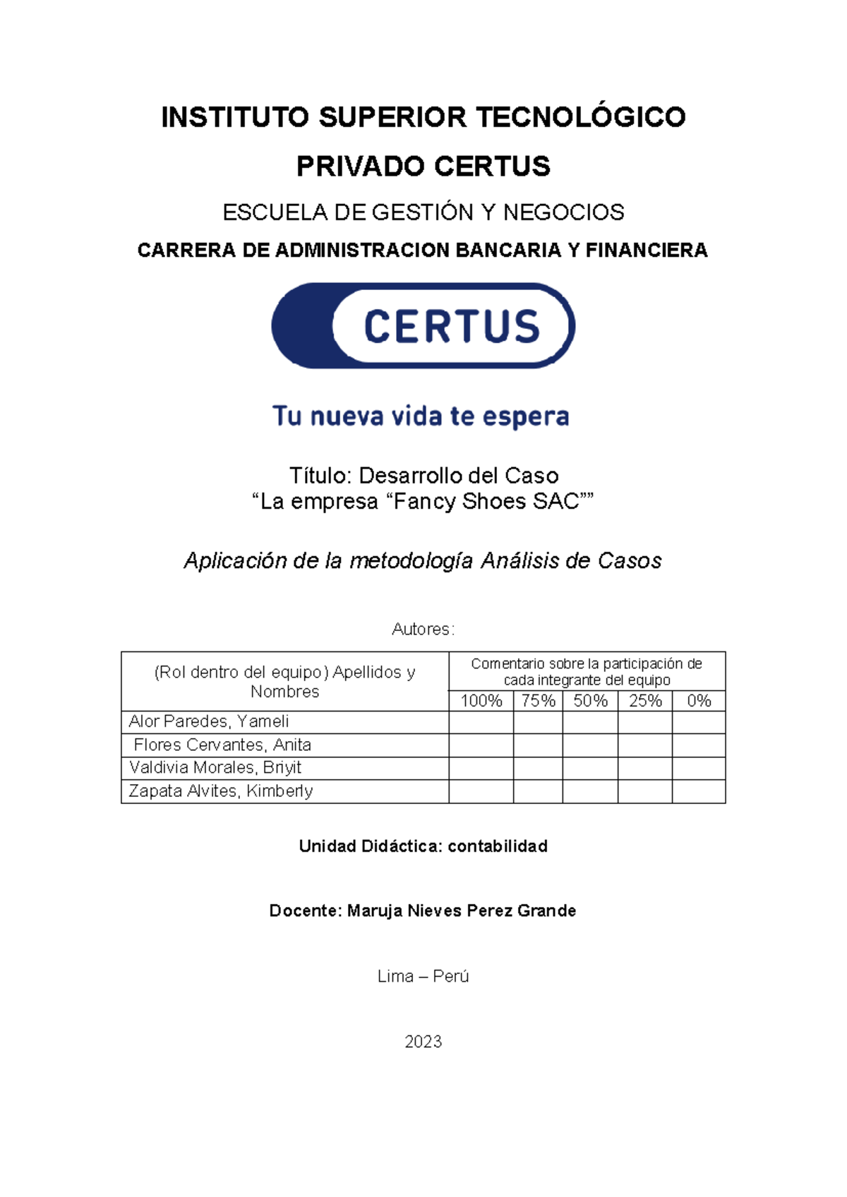 Modelo DE Informe - contabilidad - INSTITUTO SUPERIOR TECNOLÓGICO ...