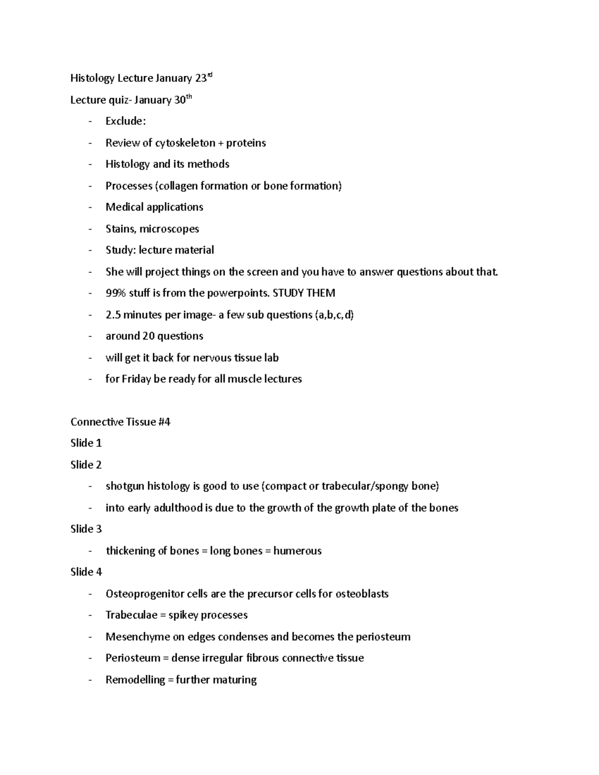 Histology Lecture January 23rd - Histology Lecture January 23rd Lecture ...