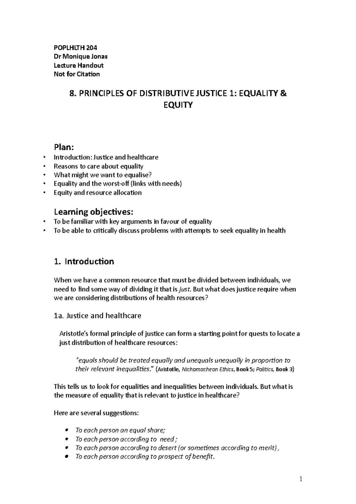 204.8 Principles of distributive justice 1 Equality and Equity ...