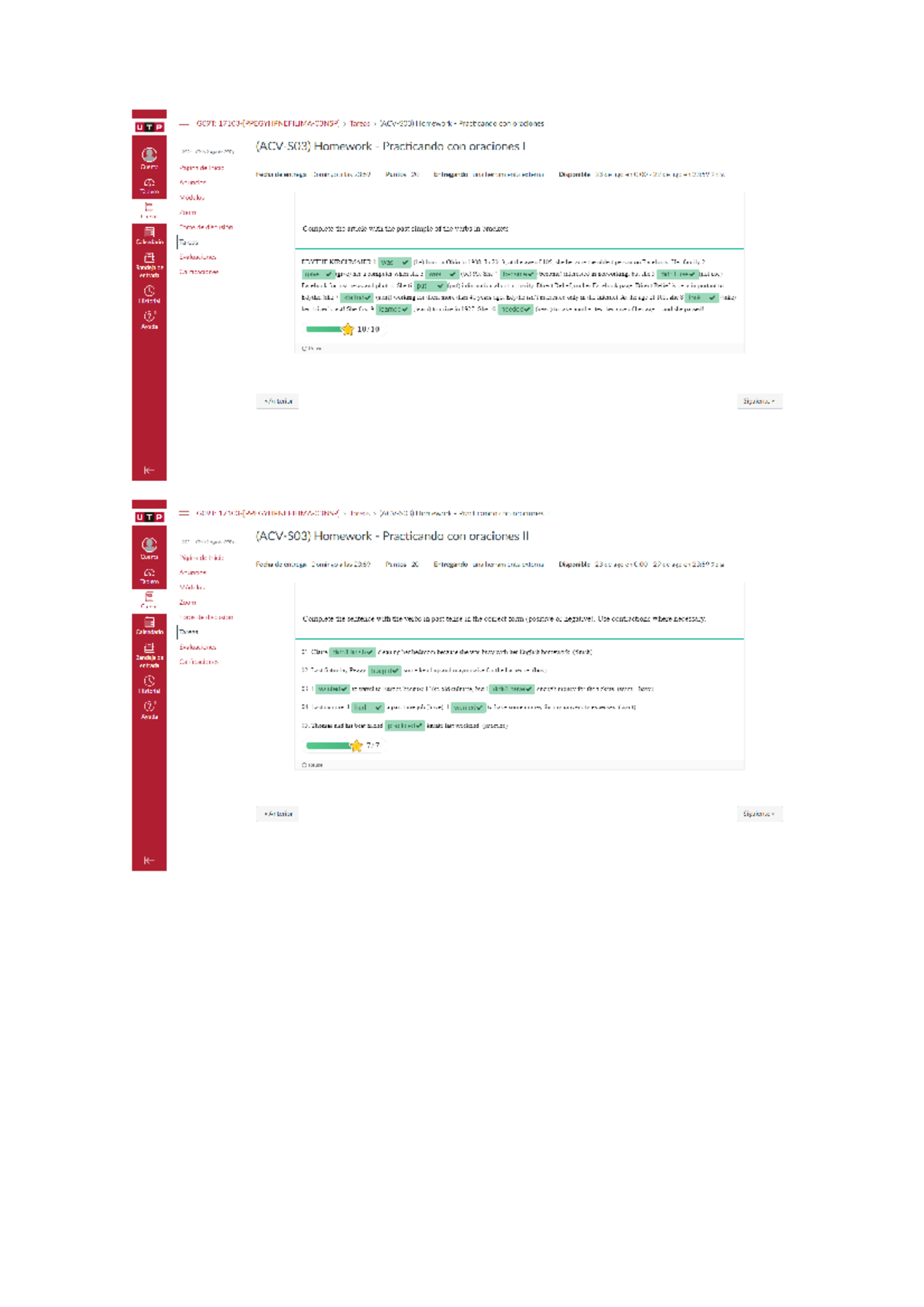 Practicando con oraciones 1,2 y 3 - Ingles II - UTP - Studocu