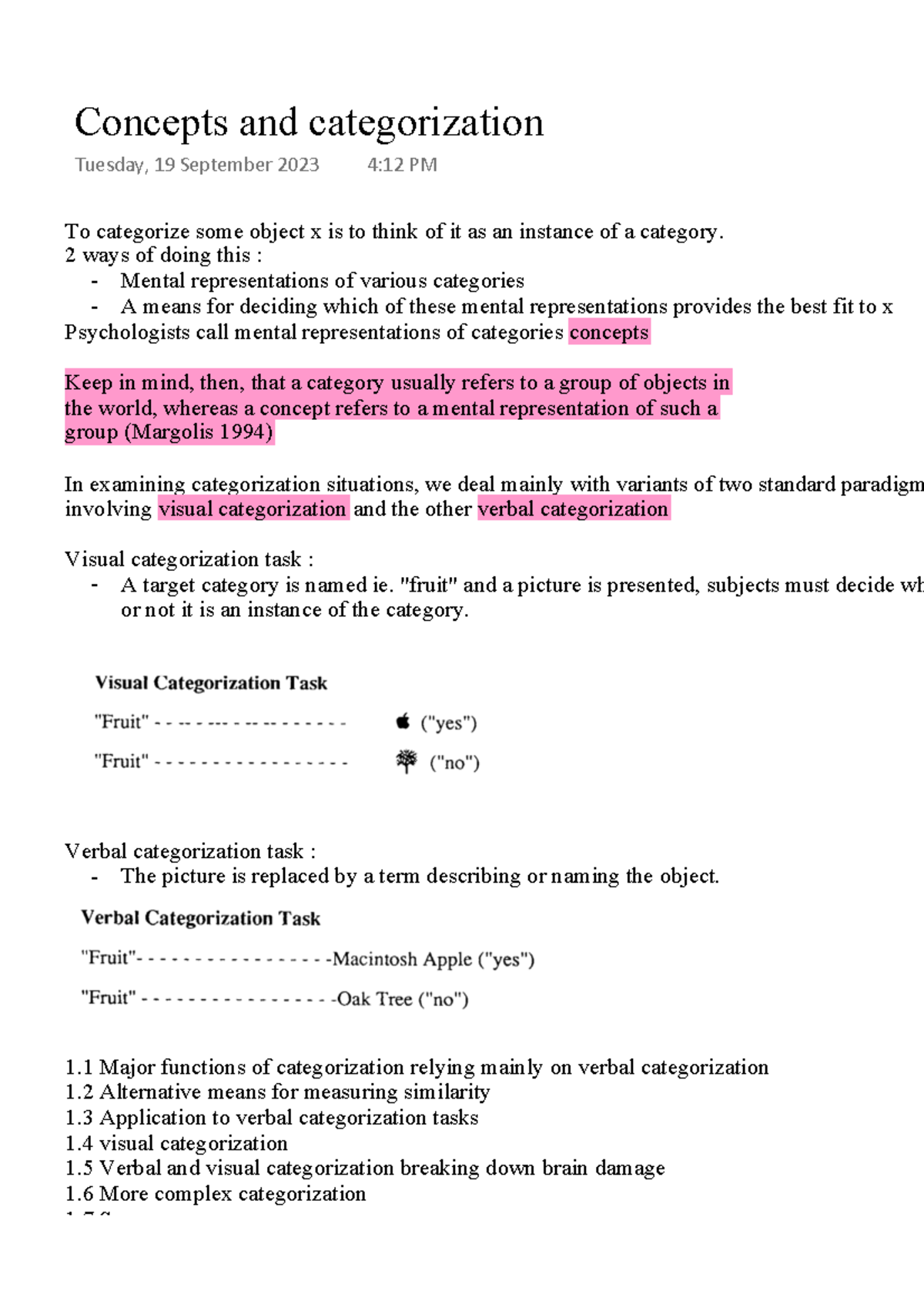Concepts And Categorization To Categorize Some Object X Is To Think