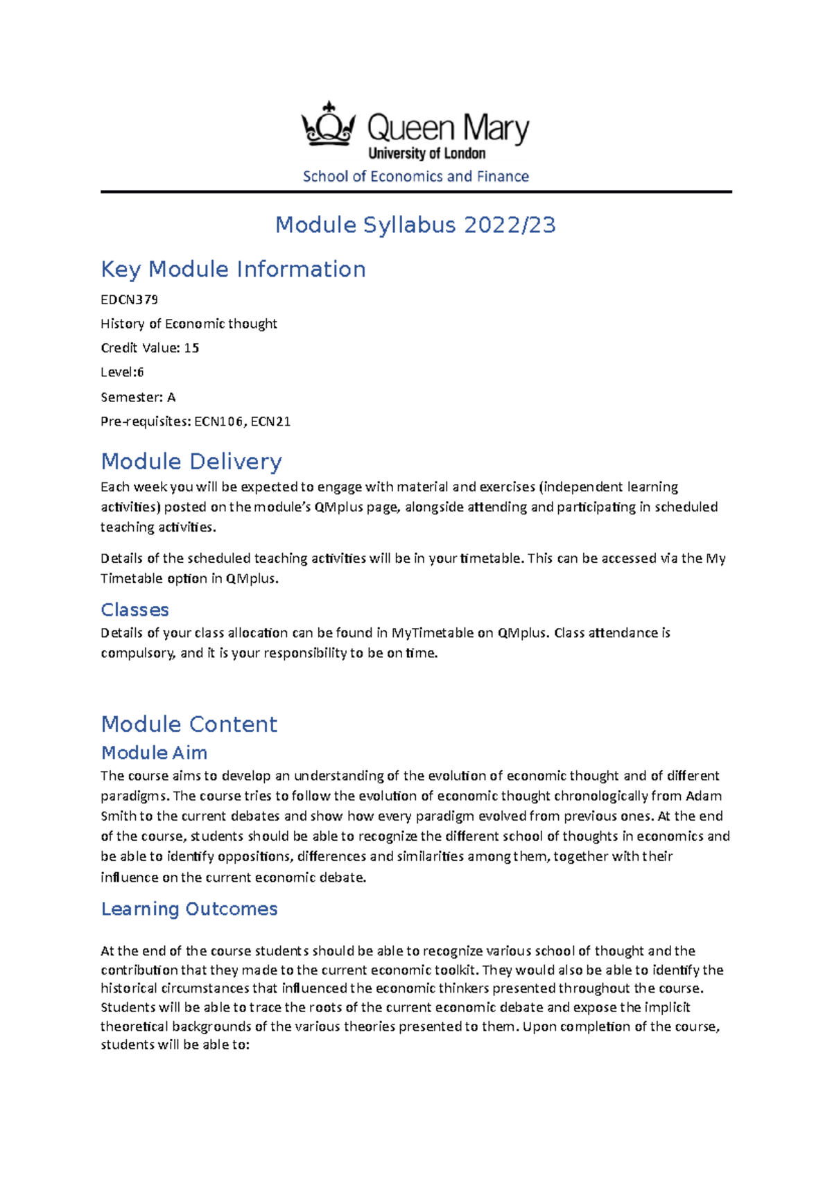 ECN379 - Module Syllabus - Module Syllabus 2022/ Key Module Information ...