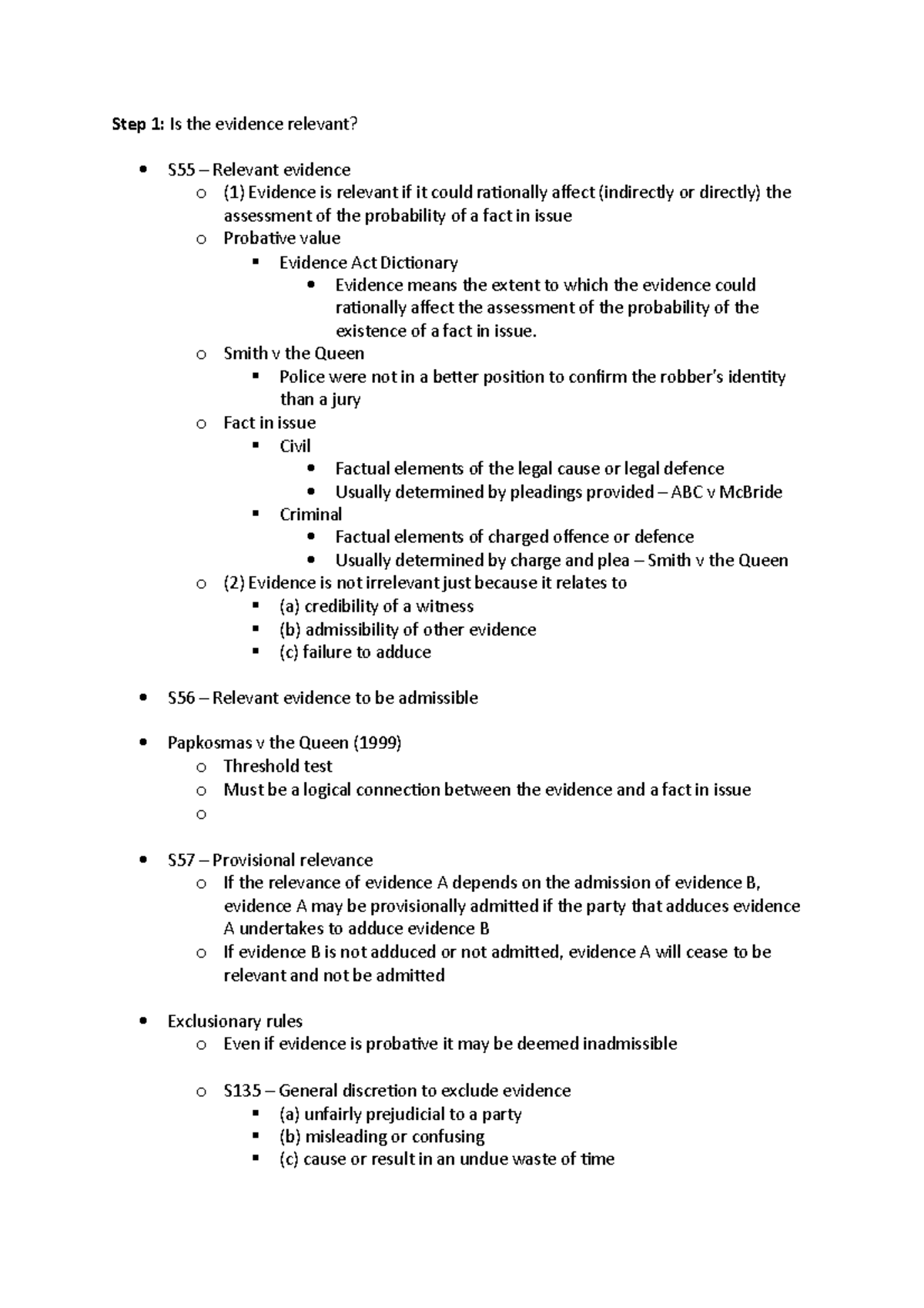Exam 2 - Step by step guide with relevant legislation and cases for a ...