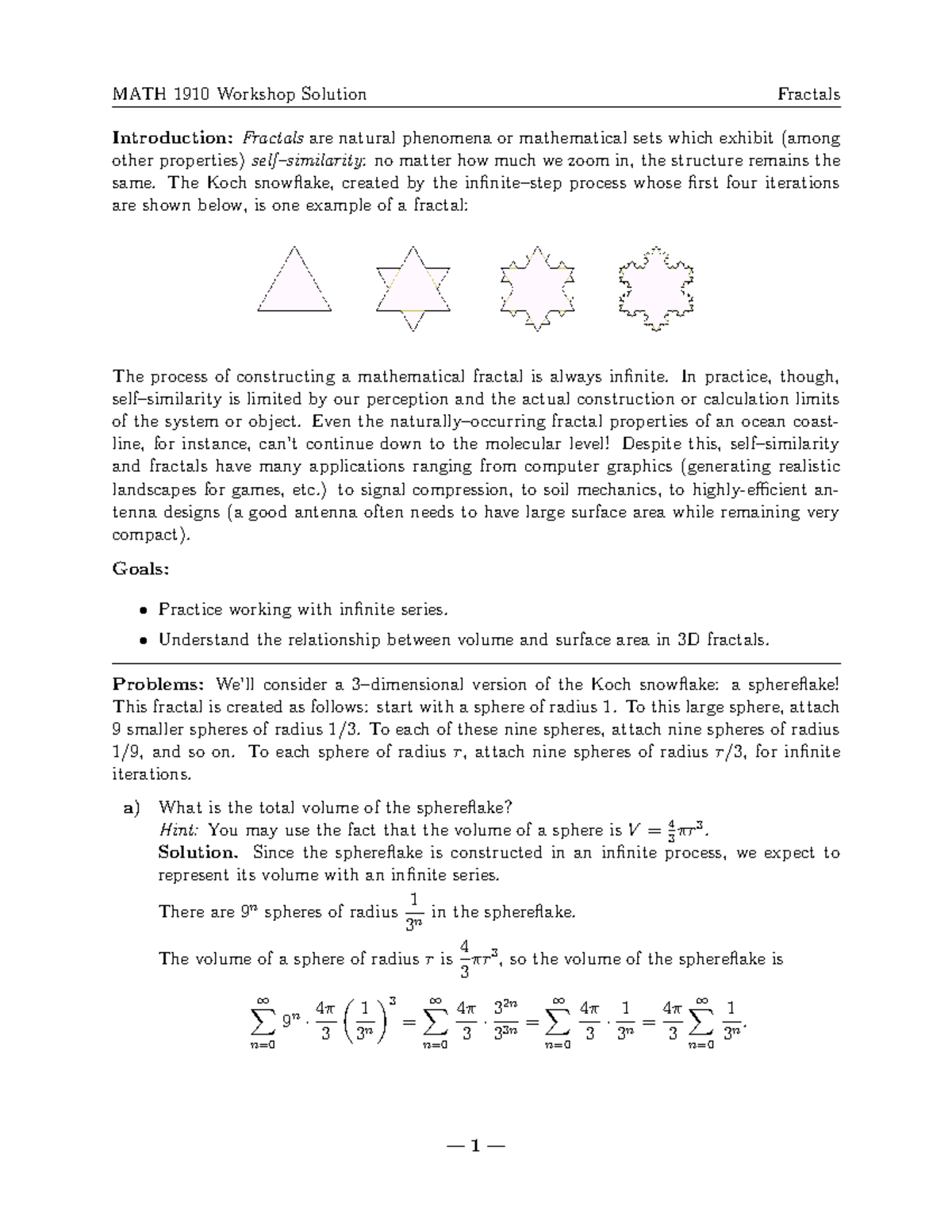 18su 1910 handout 20 solutions - MATH 1910 Workshop Solution Fractals ...