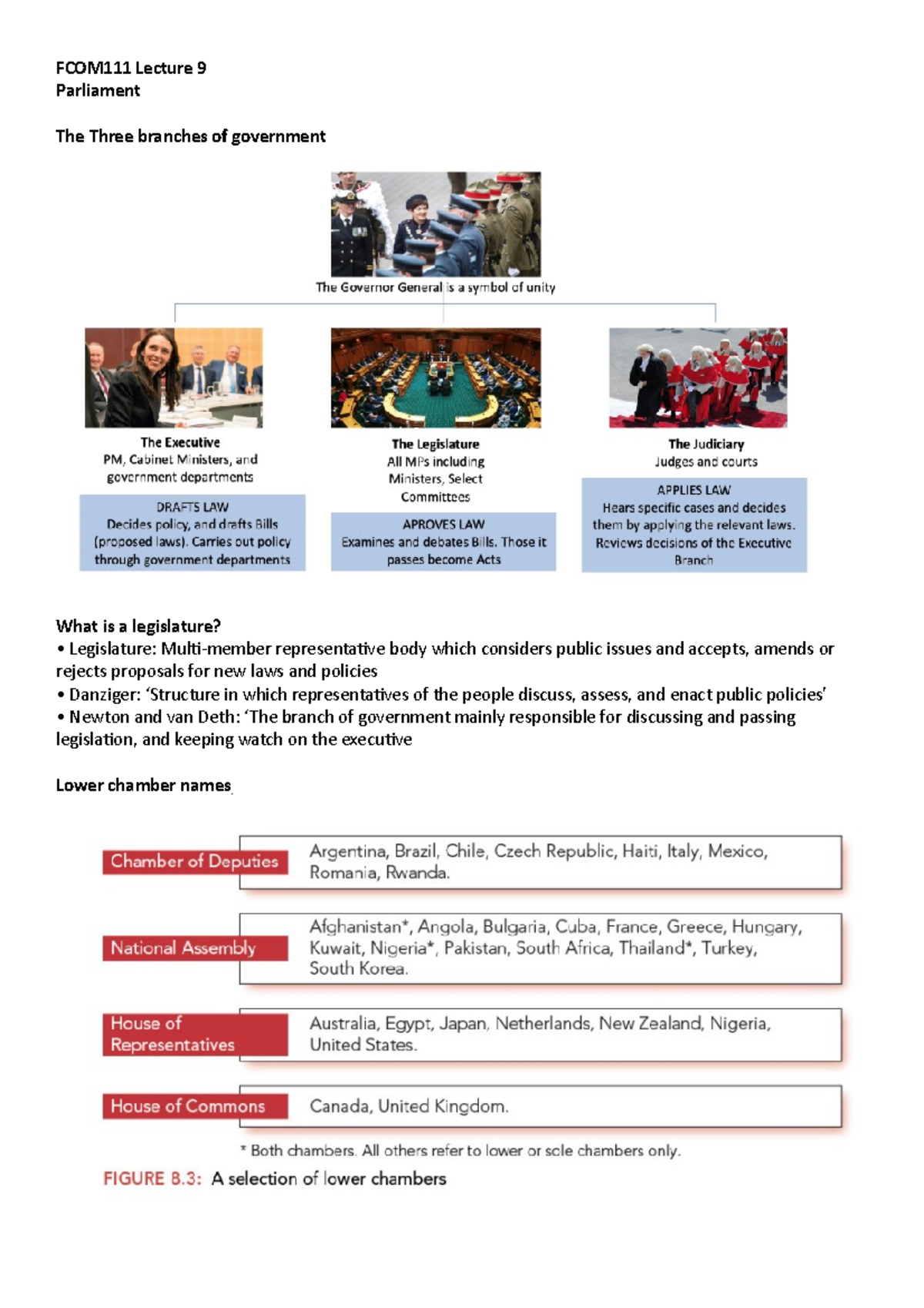 FCOM111 Lecture 9 - Level 100 notes - FCOM111 Lecture 9 Parliament The ...