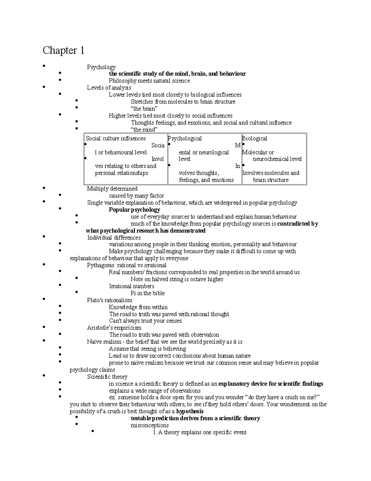 Chapter 1 - Chapter 1 Psychology the scientific study of the mind ...