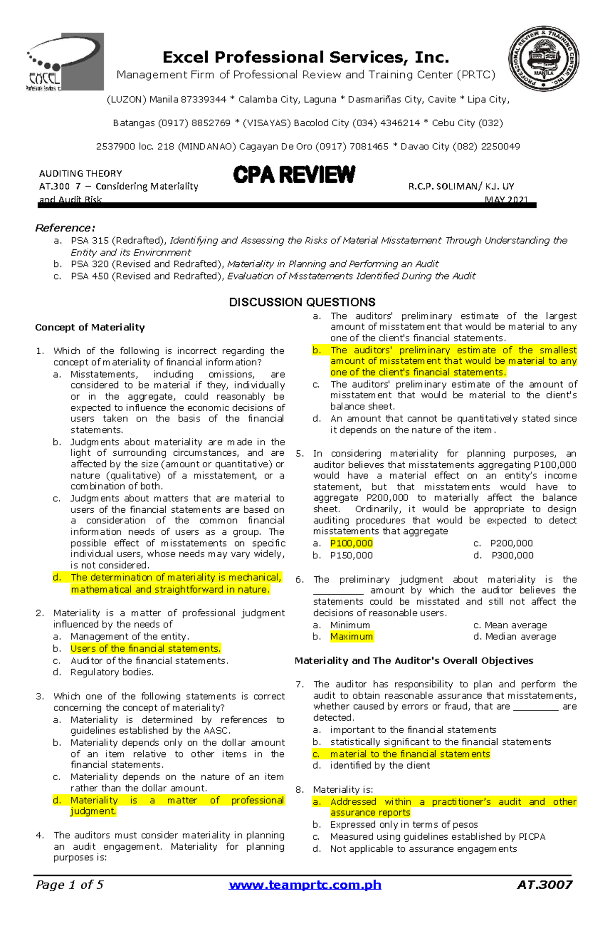 accounting - Management Firm of Professional Review and Training Center ...