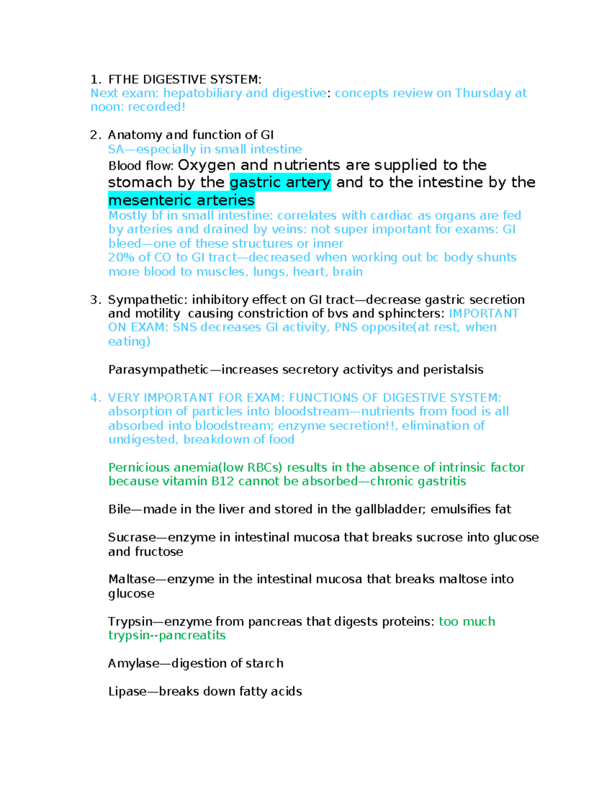 THE Digestive System - 1. FTHE DIGESTIVE SYSTEM: Next exam: hepatobiliary and digestive ...