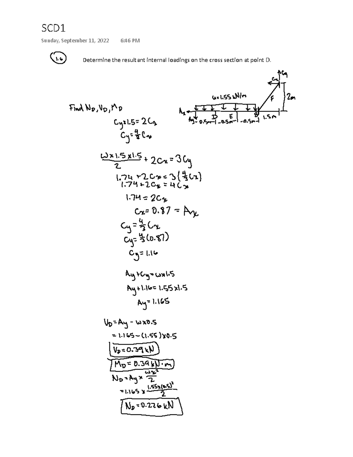 Solids Homework - SCD1 Sunday, September 11, 2022 6:46 PM 1 Determine the resultant internal ...