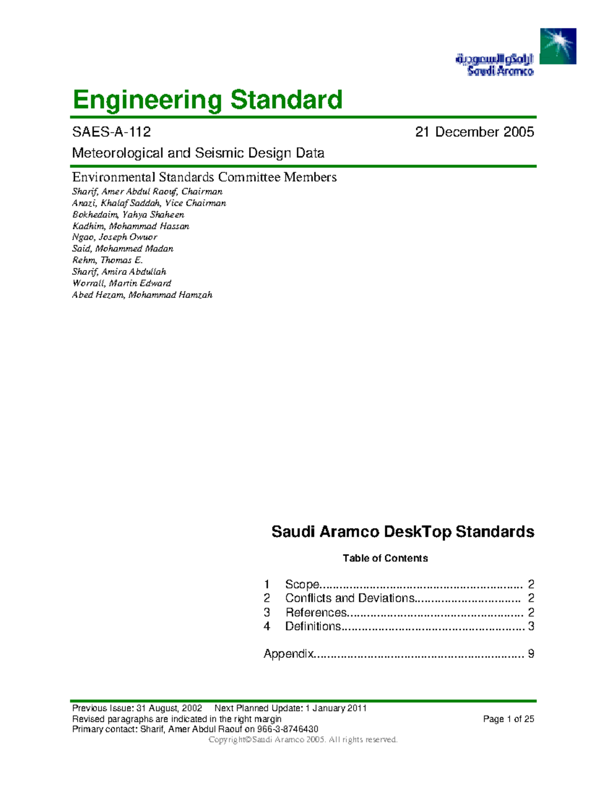 SAES-A-112 - aramco - Previous Issue: 31 August, 2002 Next Planned ...