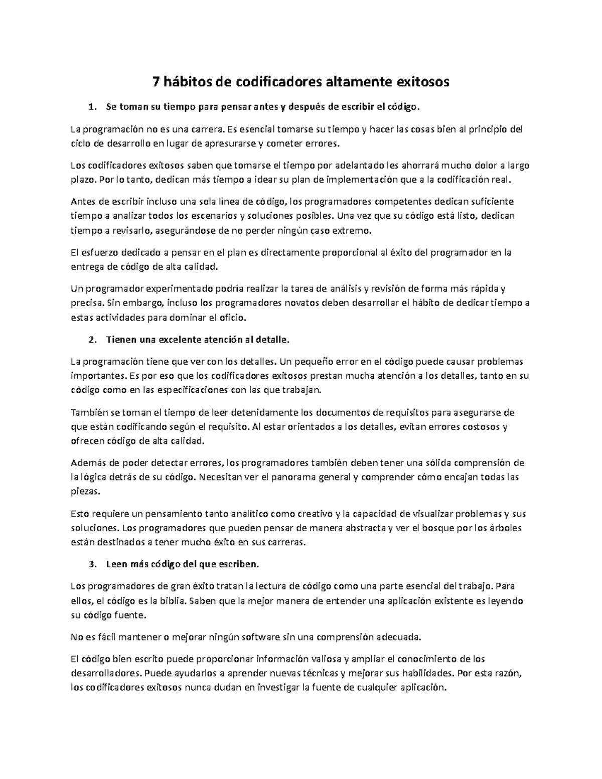 7 hábitos de codificadores altamente exitosos - La programación no es ...
