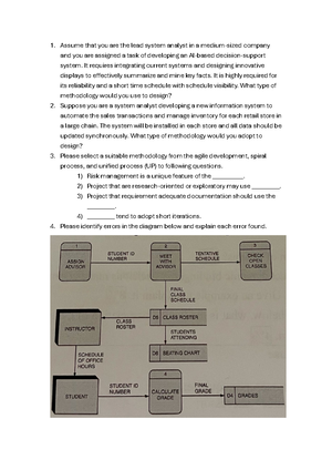 期末 - ans - System Analysis Design Final Exam Name: ID: 1. Before we ...