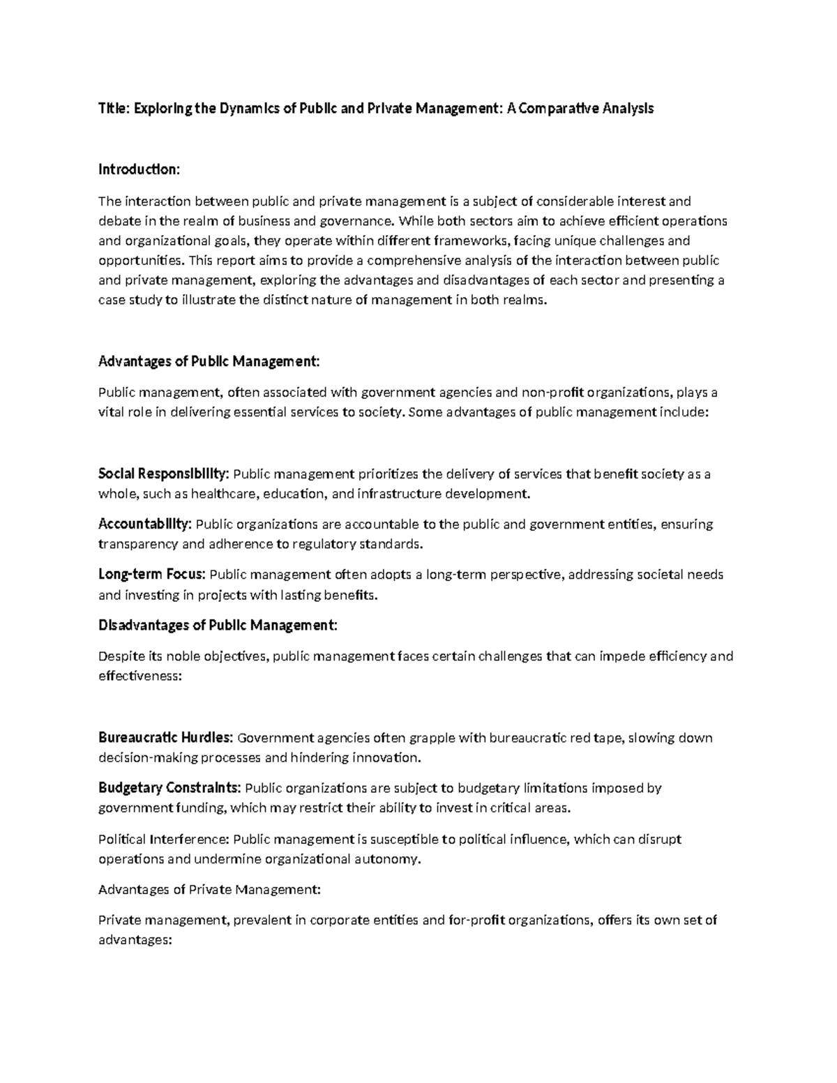 Managerial Economics Project - Title: Exploring the Dynamics of Public ...