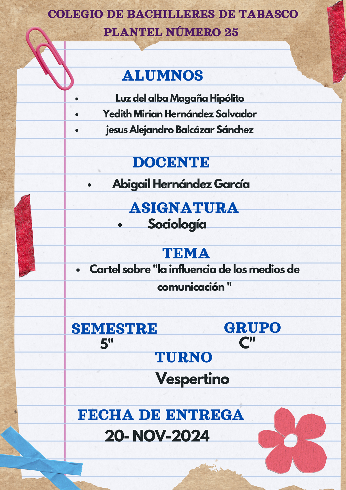 Cartel Sociología - ALUMNOS Luz del alba Magaña Hipólito Yedith Mirian ...