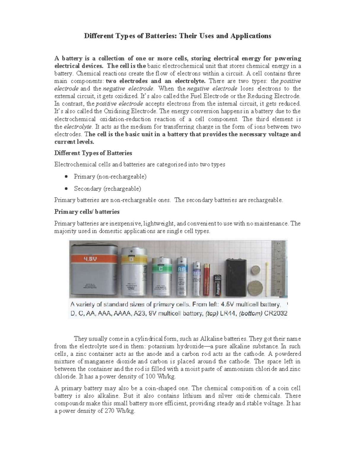 Batteries - Battery and it's types - Different Types of Batteries ...