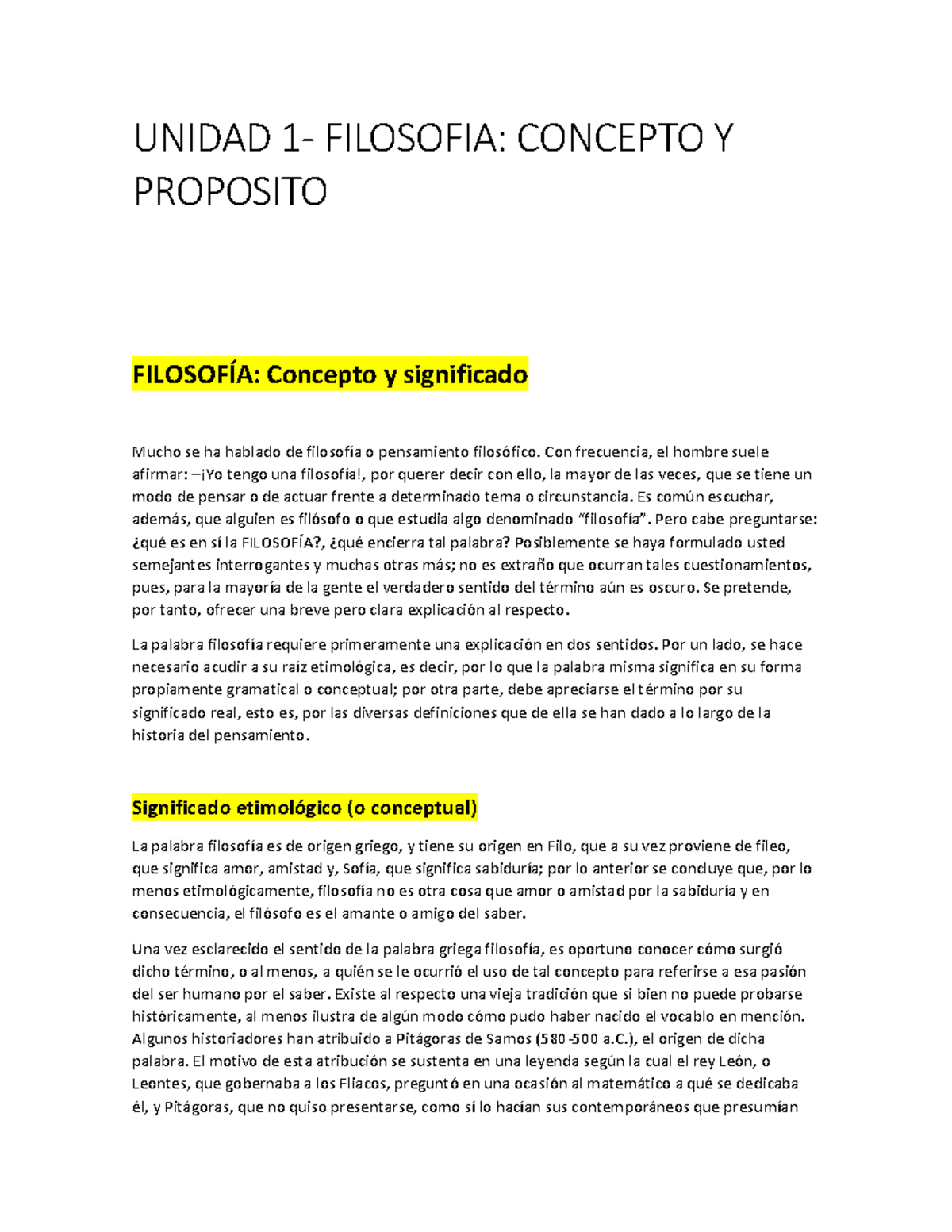 Filosofia Concepto Y Proposito UNIDAD 1 FILOSOFIA CONCEPTO Y