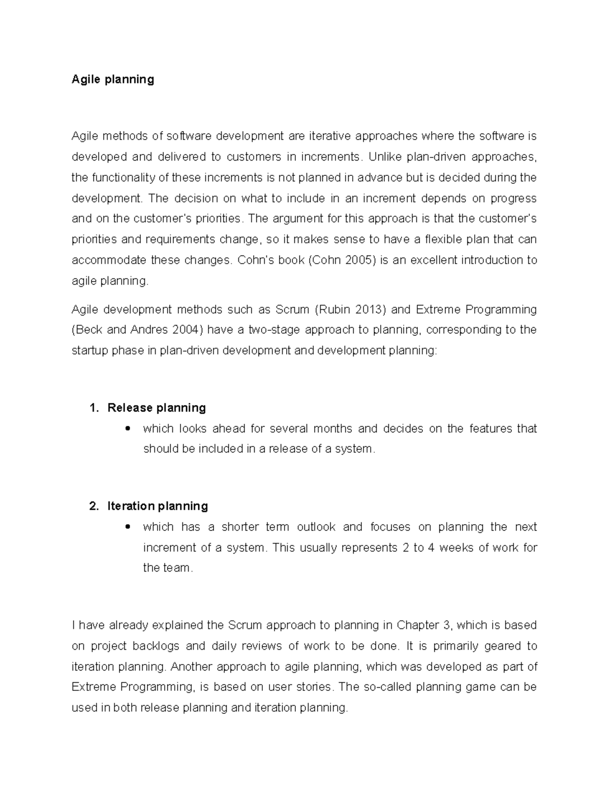 Agile methods of software development - Agile planning Agile methods of ...