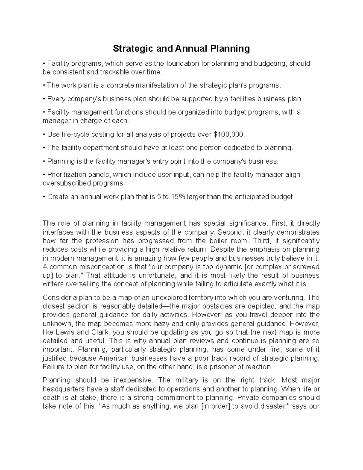 Lesson 2-2 Strategic and Annual Planning - Strategic and Annual ...