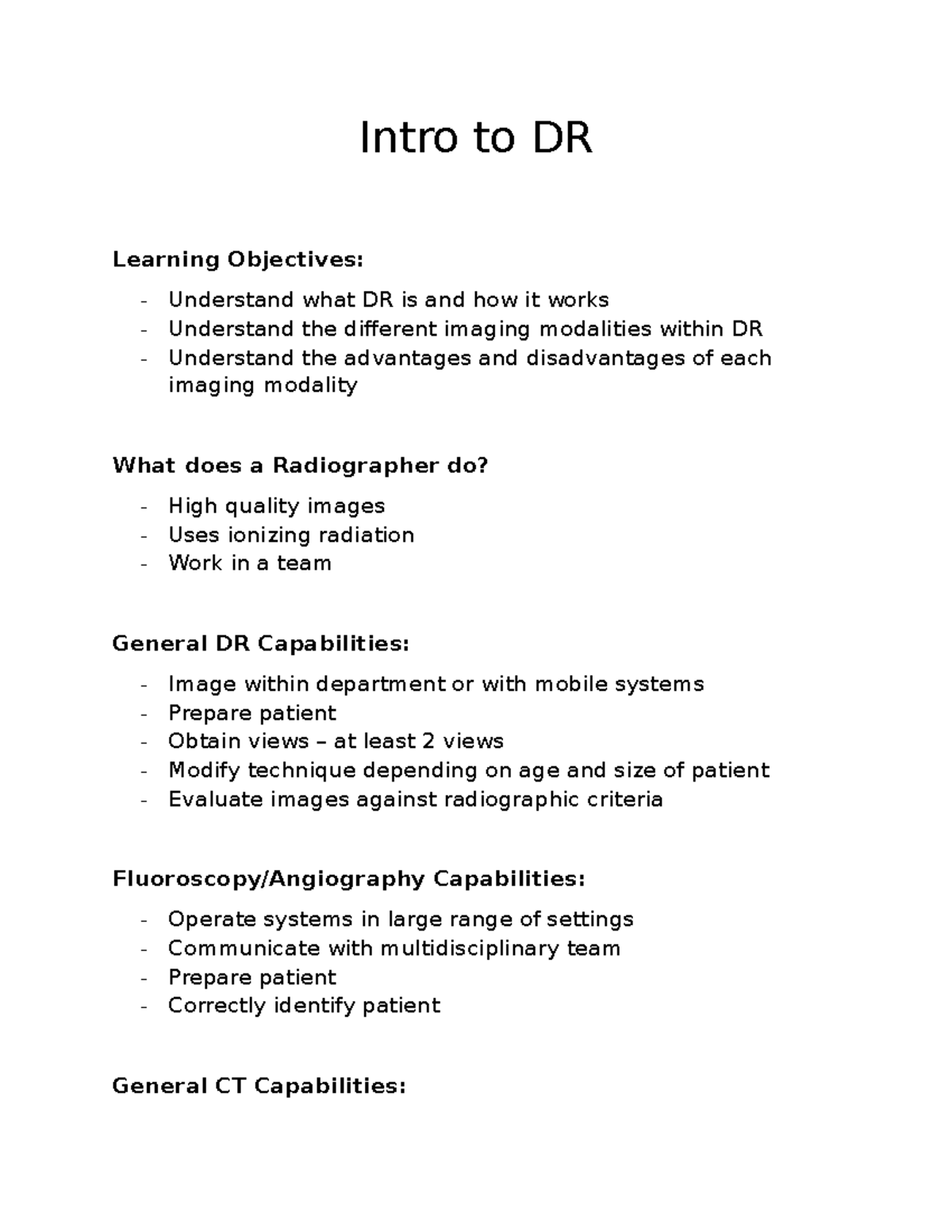 Week 4 - Intro to DR - Intro to DR Learning Objectives: Understand what ...