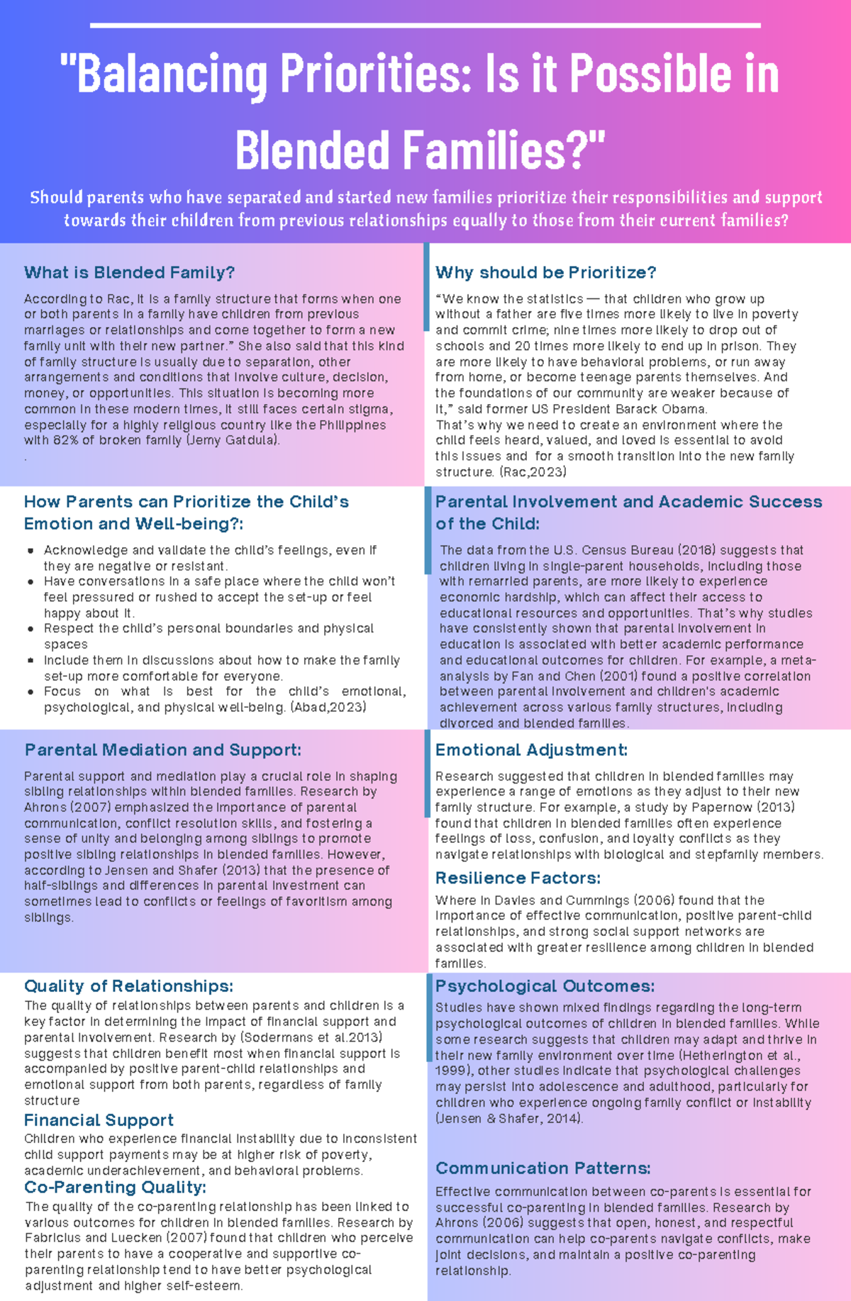 Psychological Outcomes - “We know the statistics — that children who ...