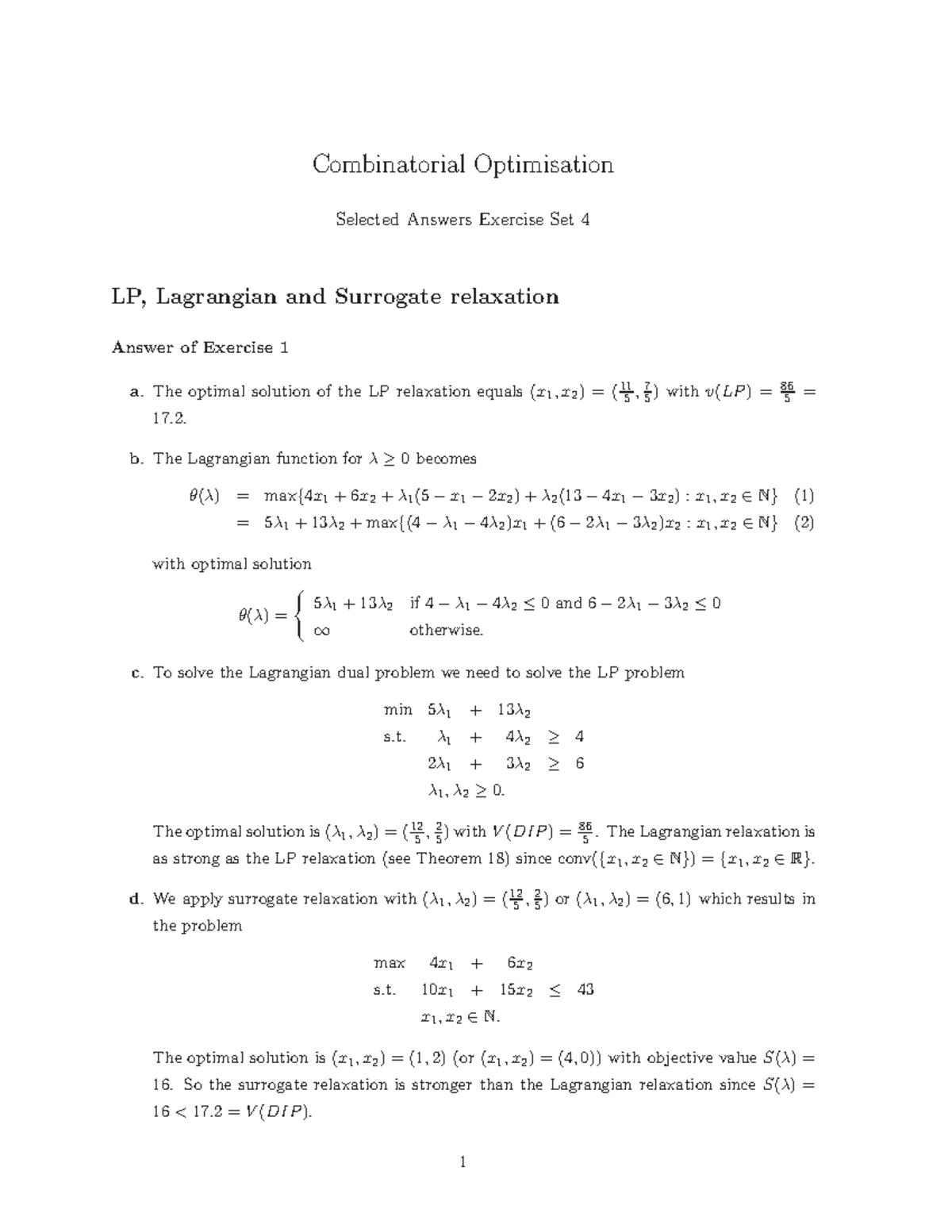 Werkgroep Uitwerkingen - 4 | Combinatorisch optimaliseren - Combinatorial Optimisation Selected ...
