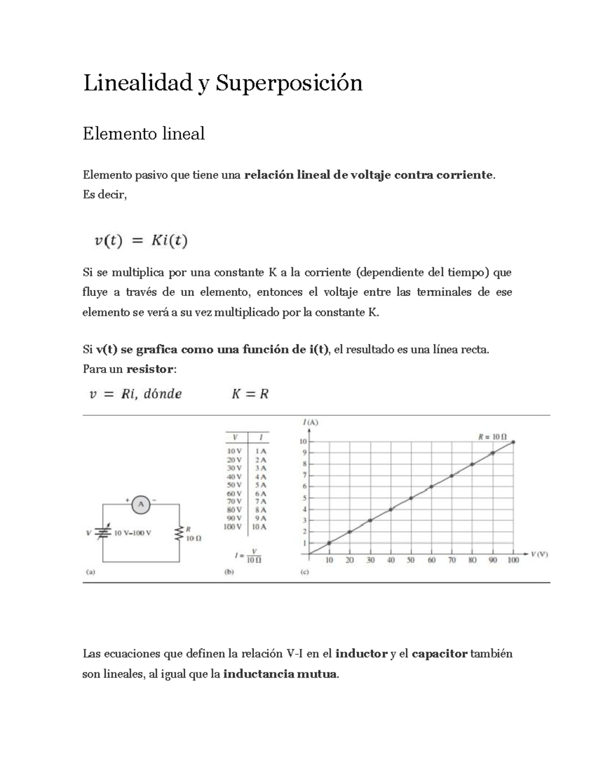 Linealidad y Superposición - Linealidad y Superposición Elemento lineal ...