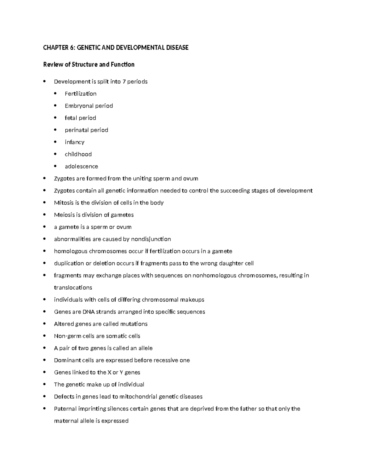 Chapter 6 & 19 - CHAPTER 6: GENETIC AND DEVELOPMENTAL DISEASE Review of ...