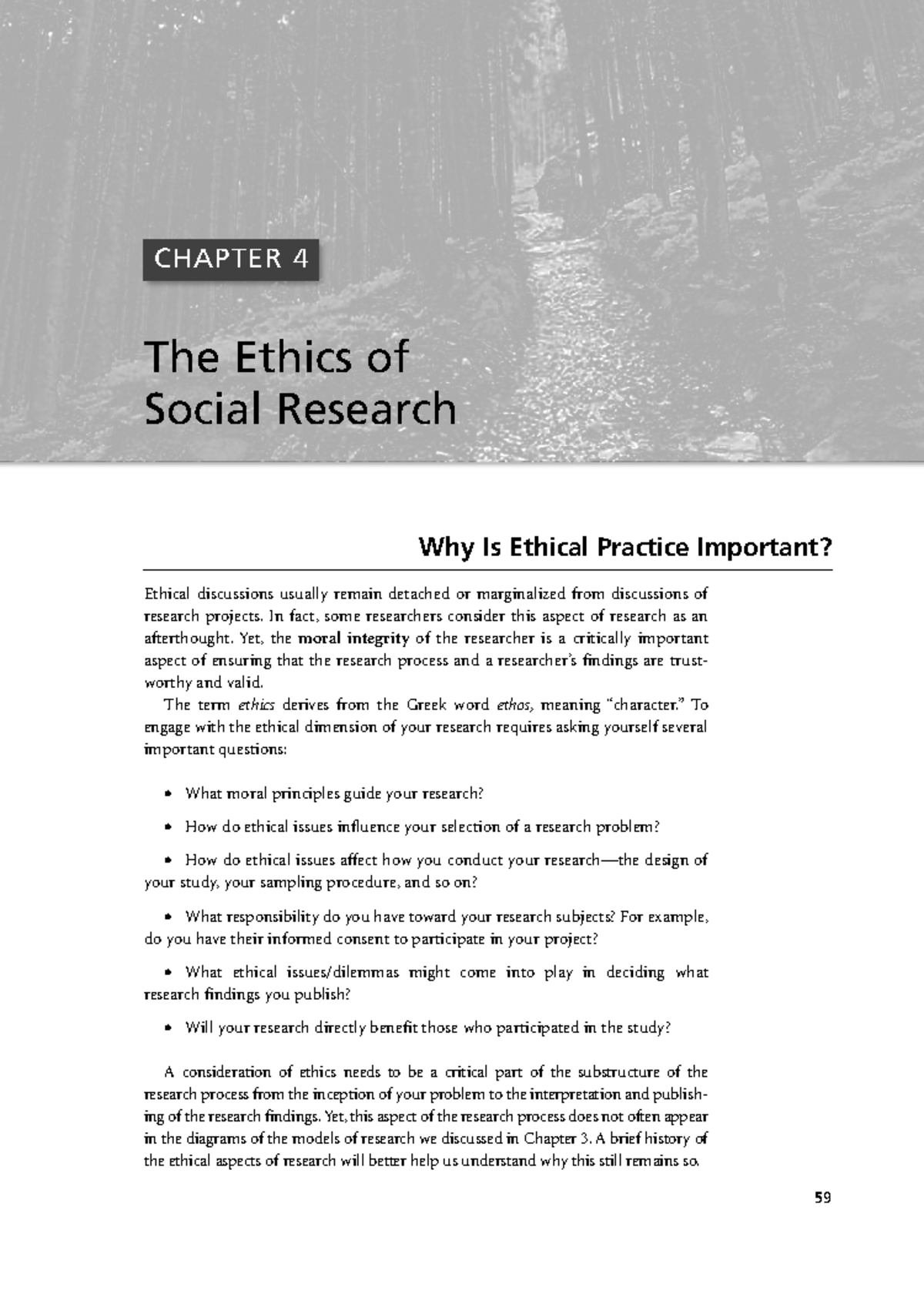 34088 Chapter 4 - 59 The Ethics of Social Research Why Is Ethical Practice Important? Ethical ...