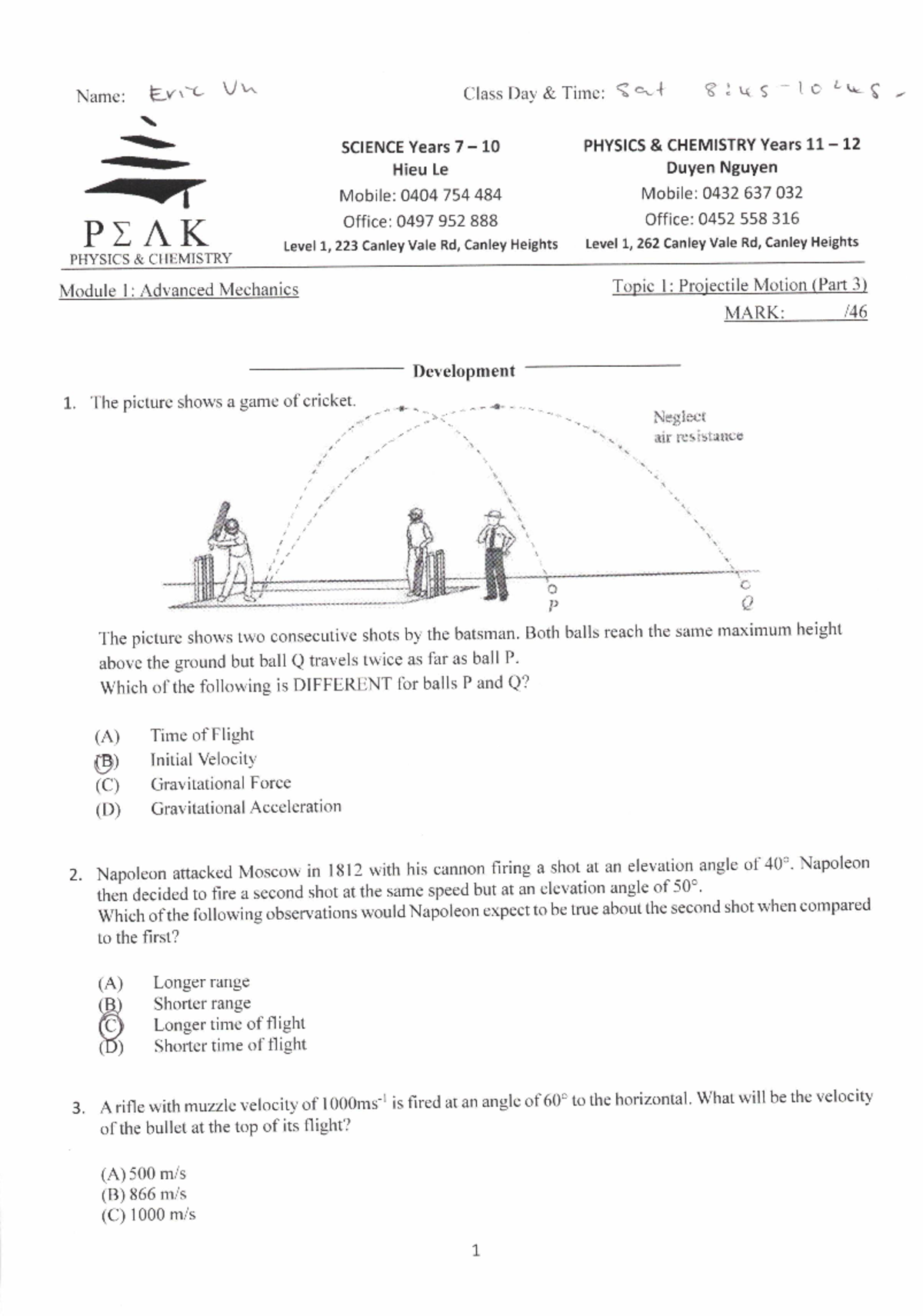3. Projectile Motion Part 3 (eric vu) - Studocu