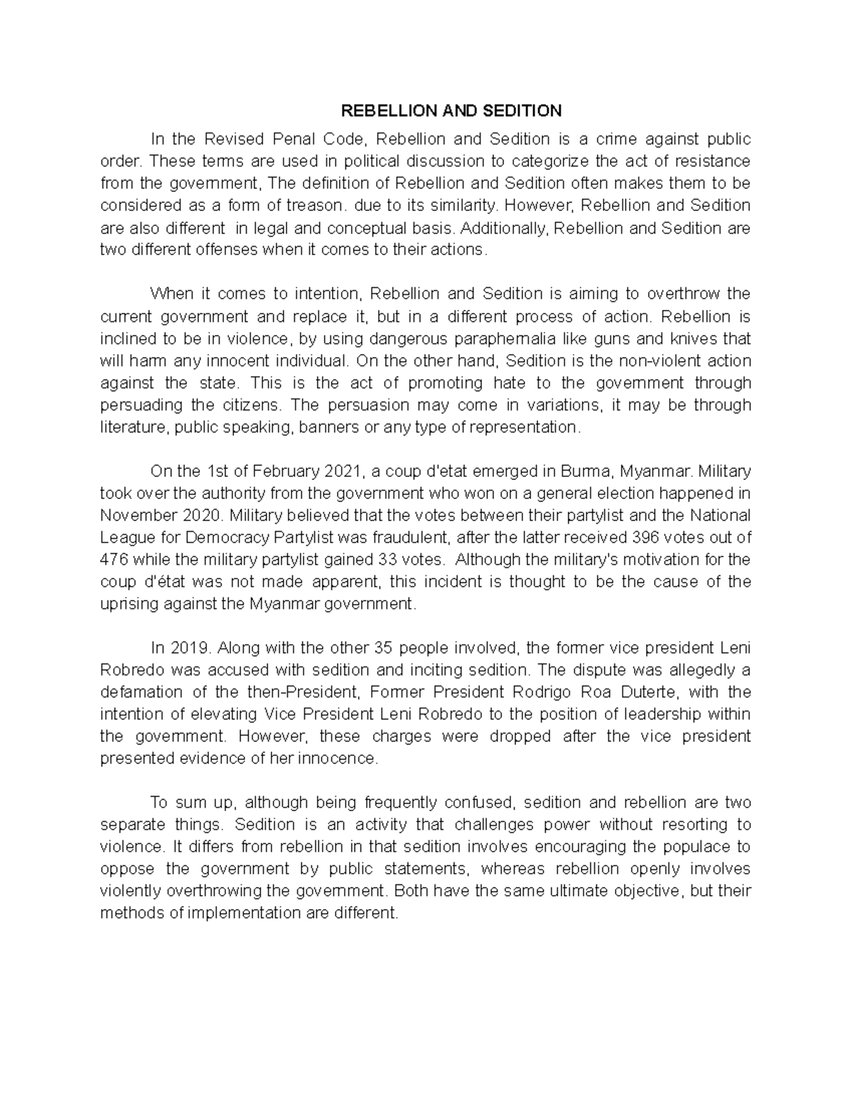 Collection OF ALL MY Essays - REBELLION AND SEDITION In the Revised ...