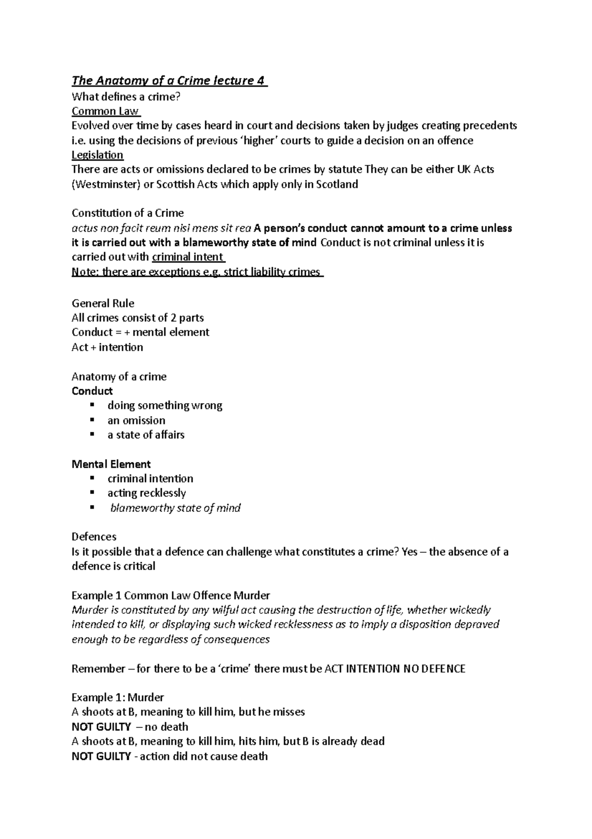 The Anatomy of a Crime lecture 4 - using the decisions of previous ...