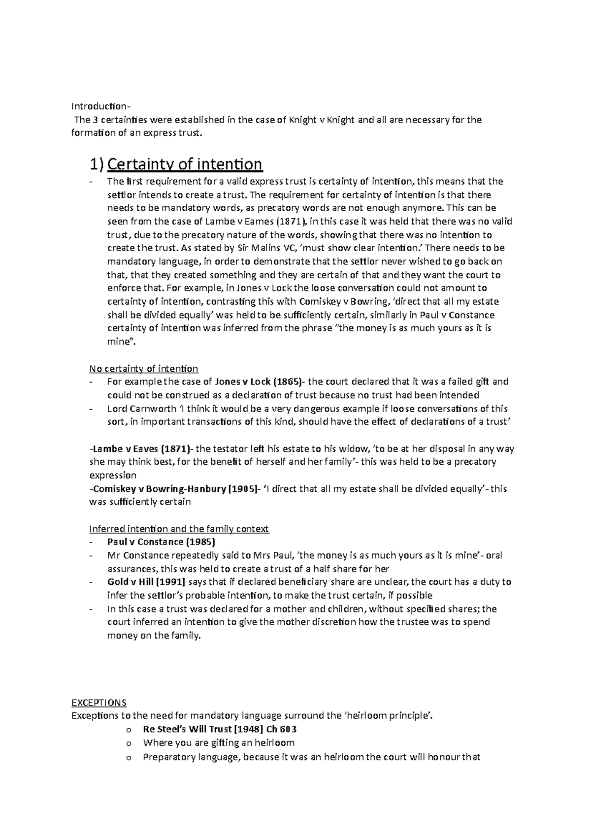 331- 3 certainties Answer plan - Introduction- The 3 certainties were established in the case of ...