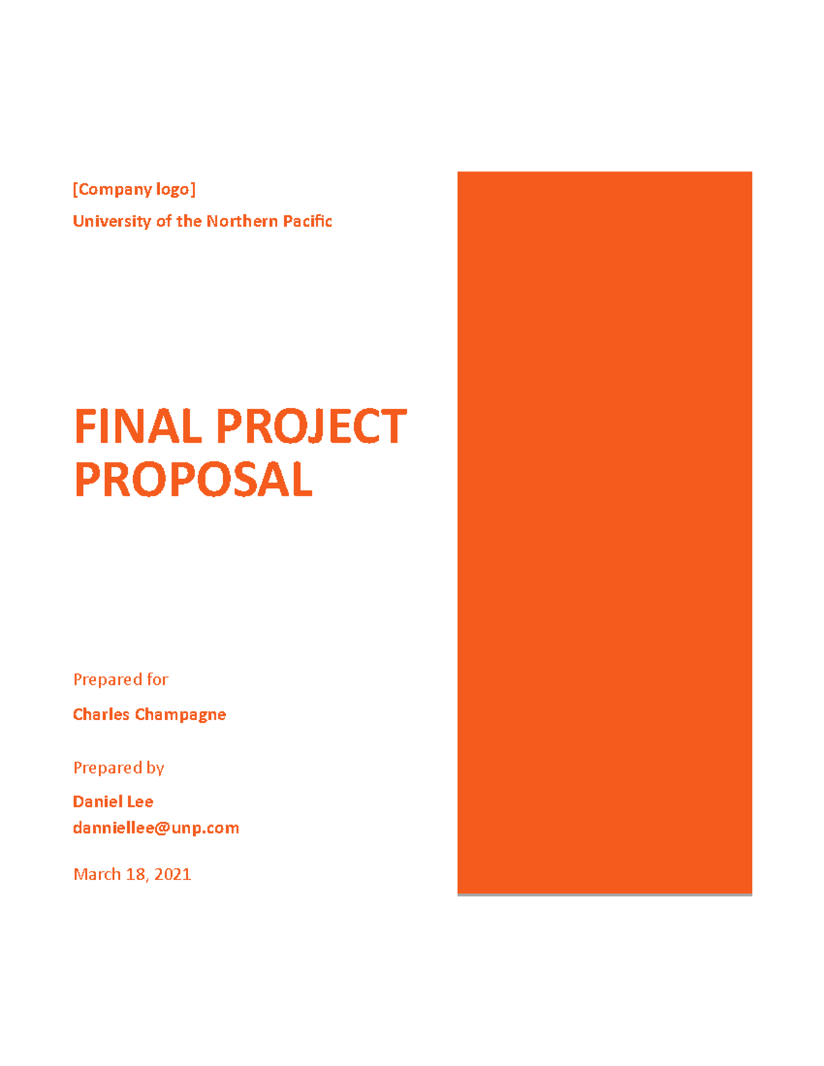 University Final Project Proposal Template - [Company logo] University ...