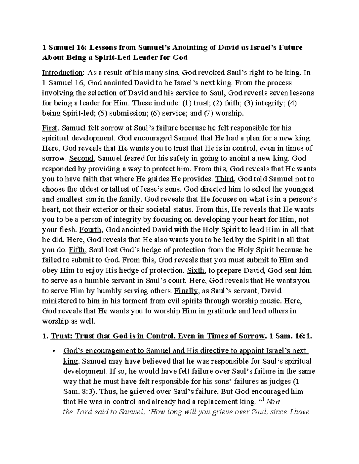 1 Samuel 16-david - 1 Samuel 16: Lessons from Samuel’s Anointing of ...