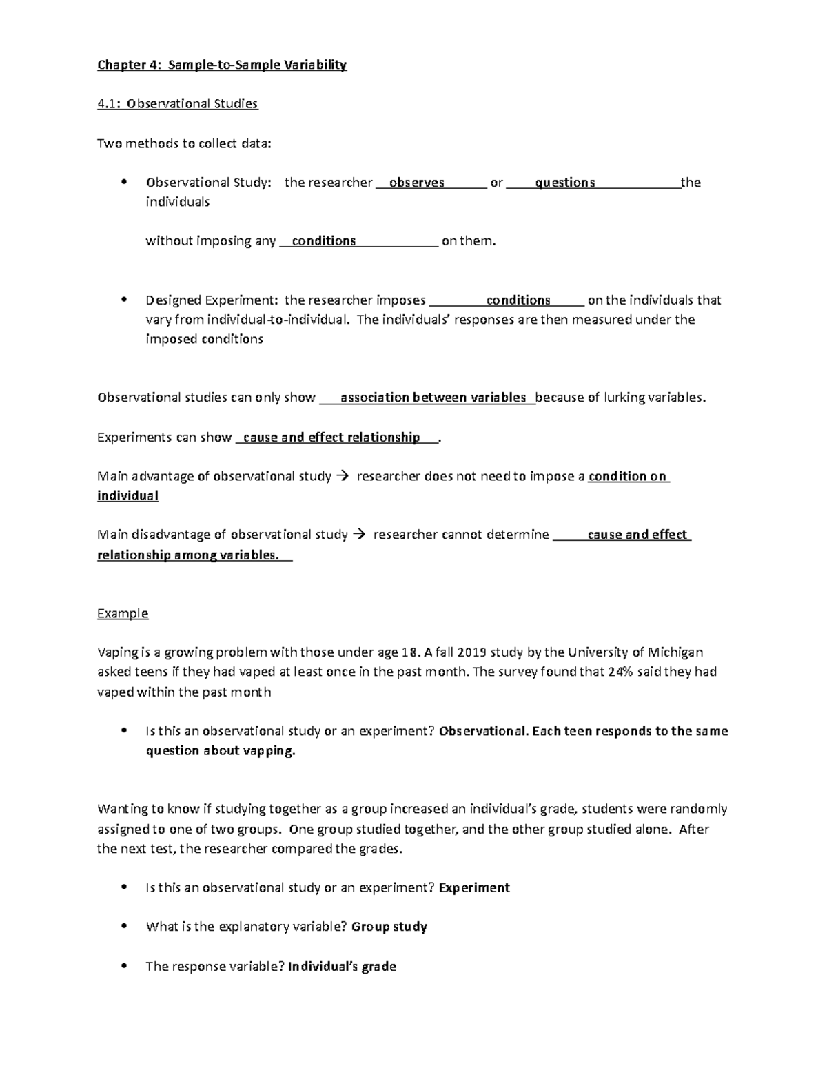 Chapter 4soln - CH4 notes - Chapter 4: Sample-to-Sample Variability 4 ...