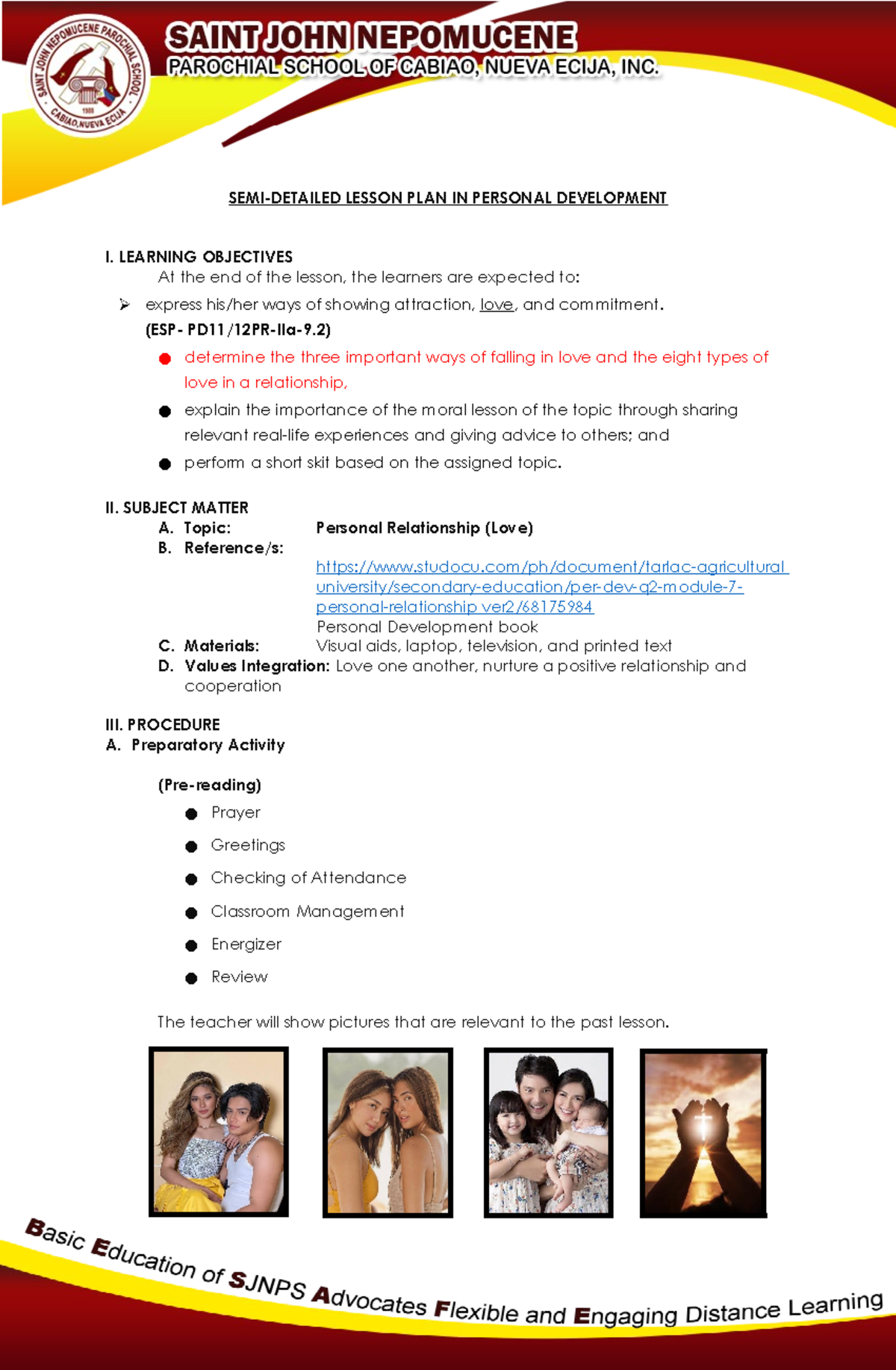 Lesson Plan in Personal Development OK - SEMI-DETAILED LESSON PLAN IN ...