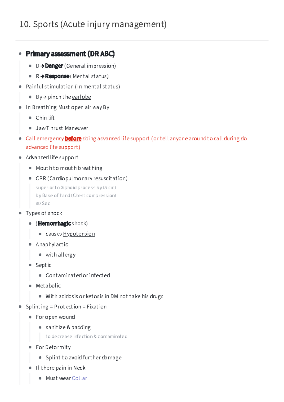 10. Sports (Acute injury management) - 10. Sports (Acute injury ...